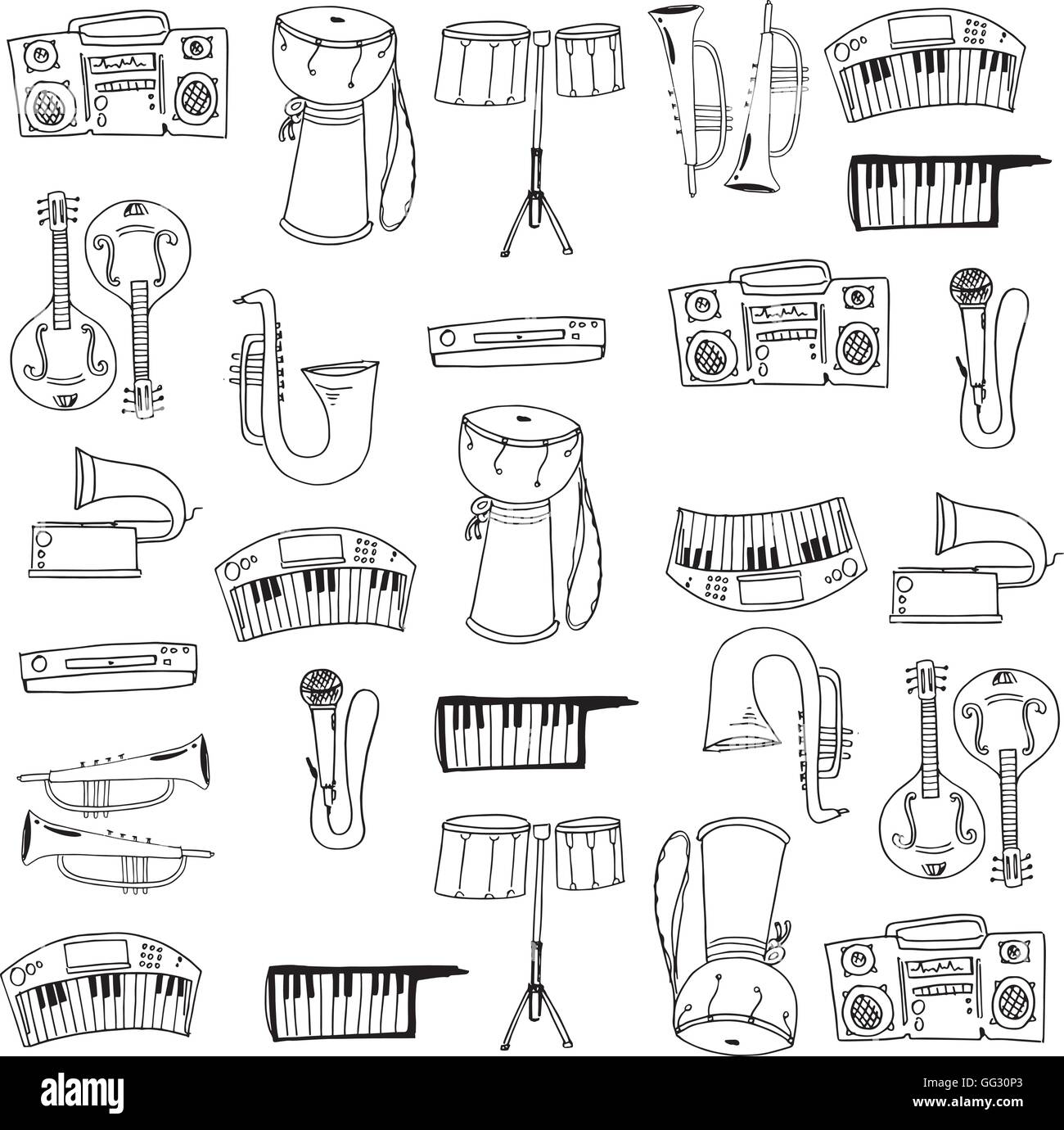 Music object pack doodles Stock Vector Image & Art - Alamy