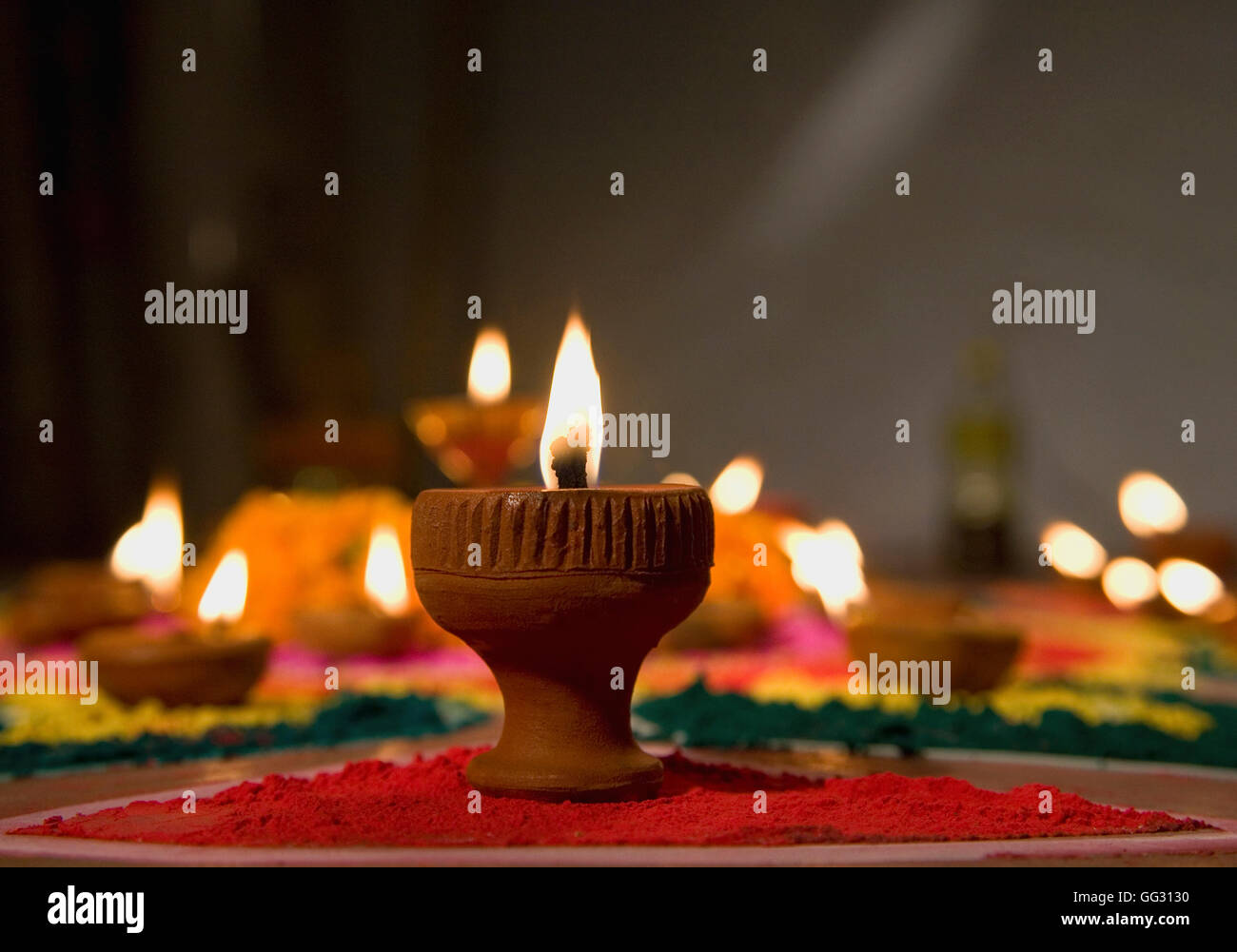 Colourful diyas hi-res stock photography and images - Alamy