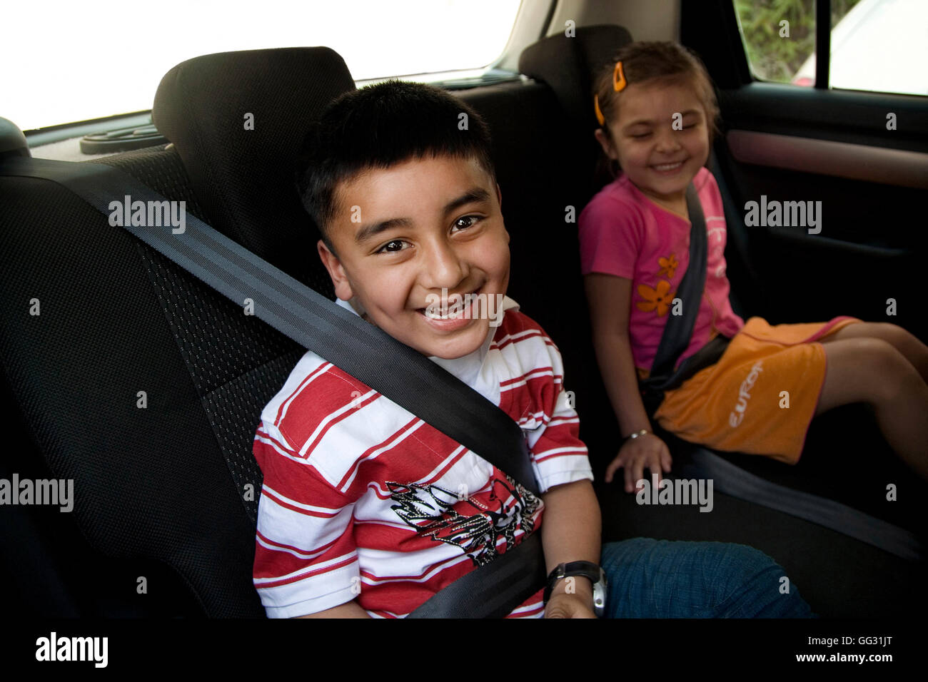 Children inside a car Stock Photo - Alamy