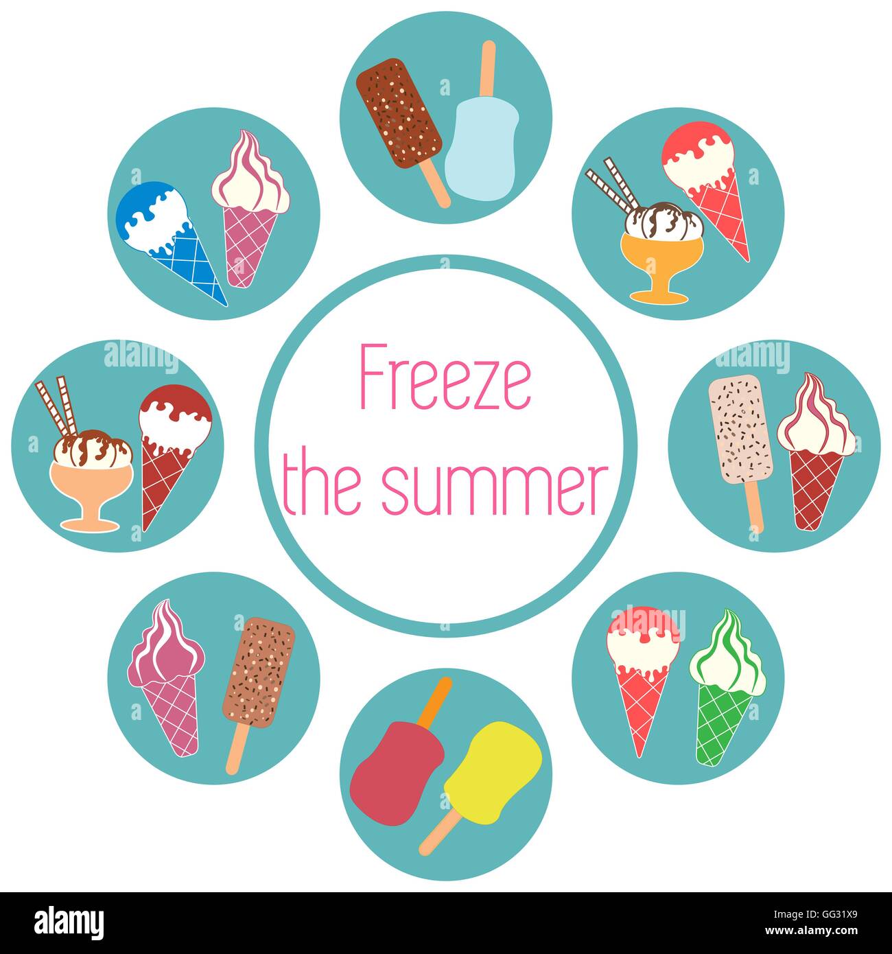 Nice picture of a colored scheme with various kinds of delicious ice ...