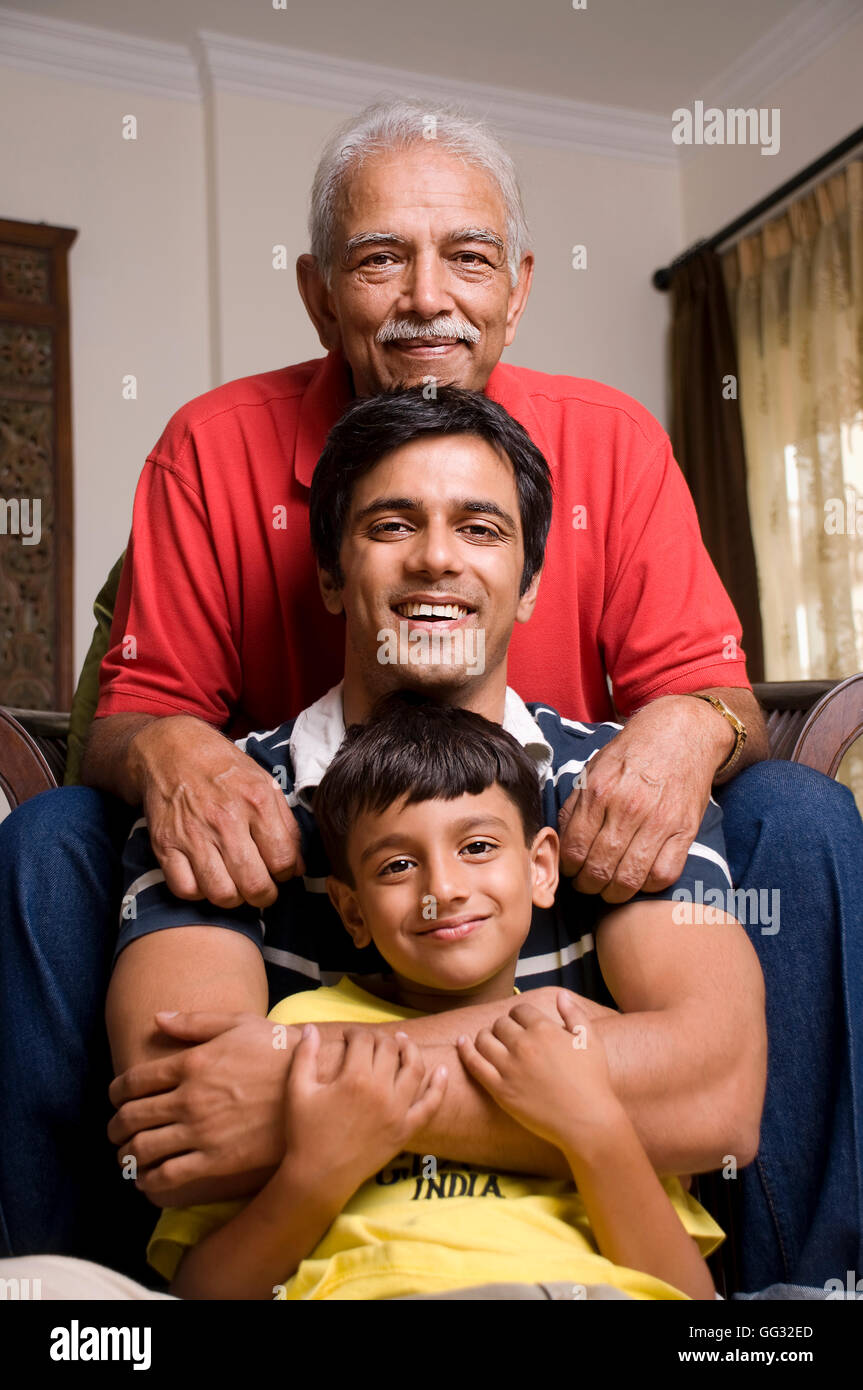 Three generations of a family Stock Photo - Alamy