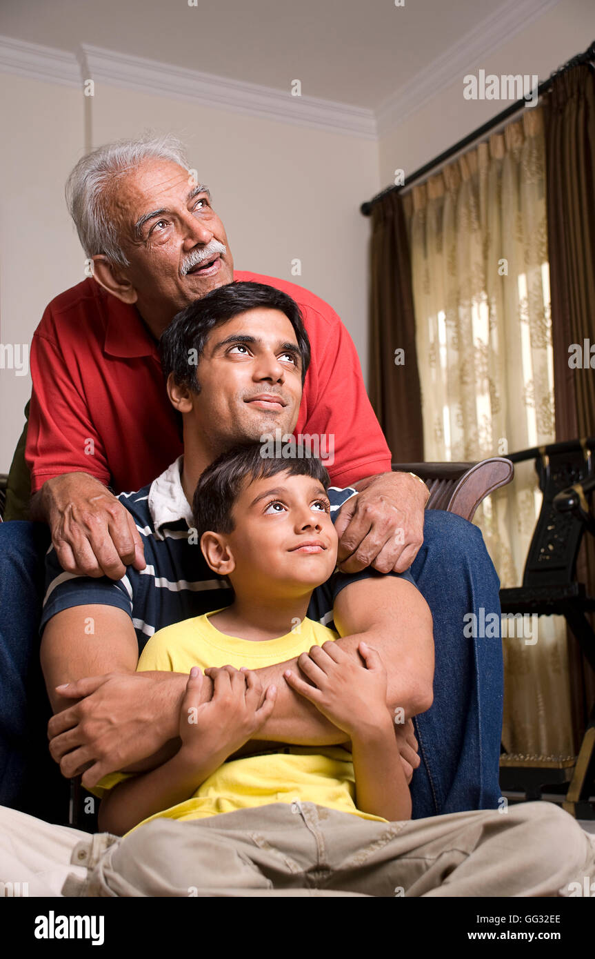 Three generations of a family Stock Photo - Alamy