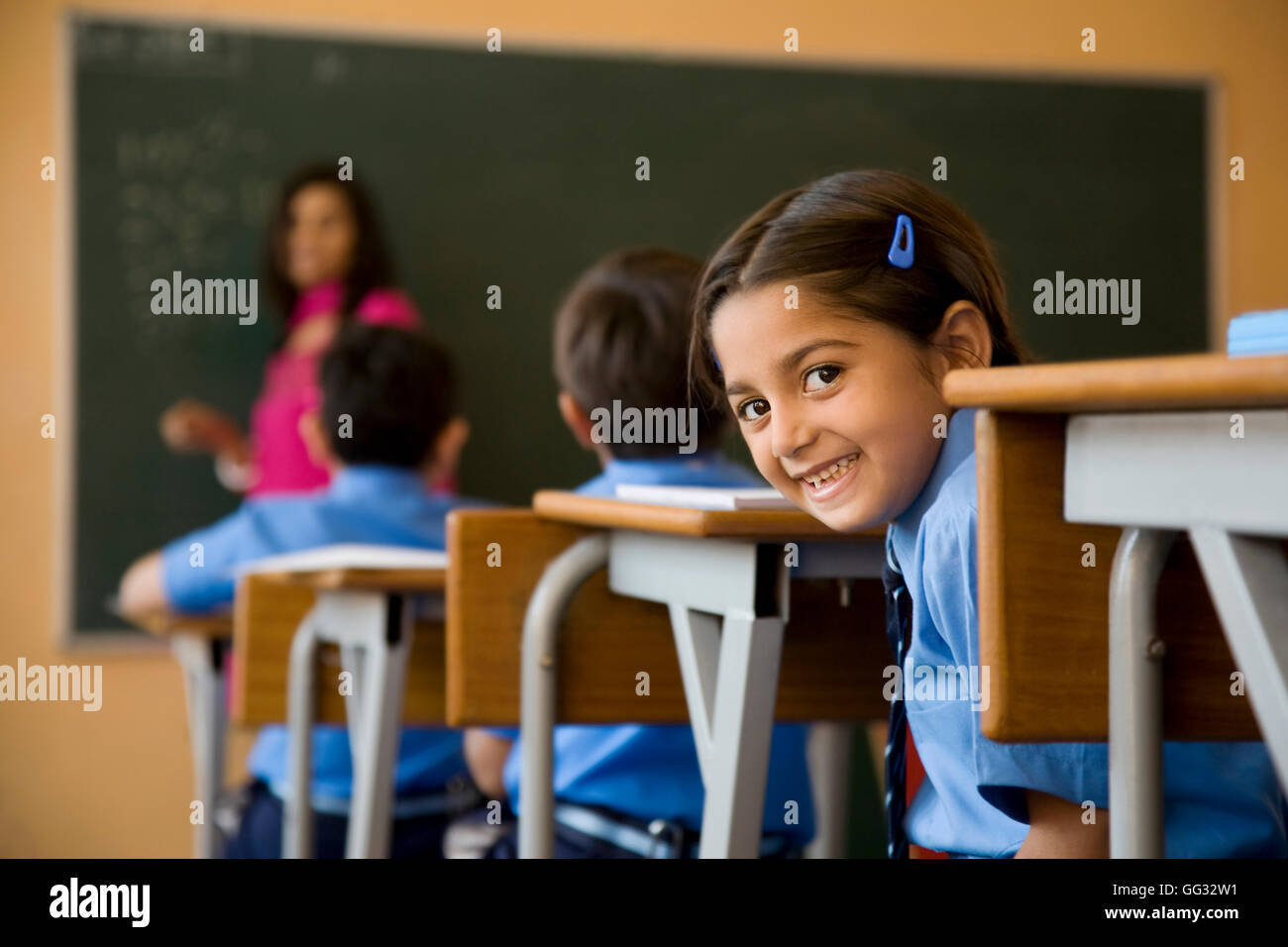 School girl in the classroom Stock Photo - Alamy