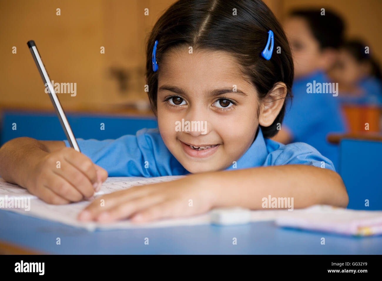 School girl at her desk Stock Photo - Alamy