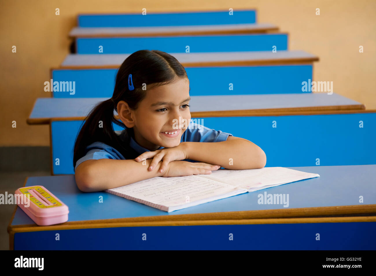 School girl at her desk Stock Photo - Alamy