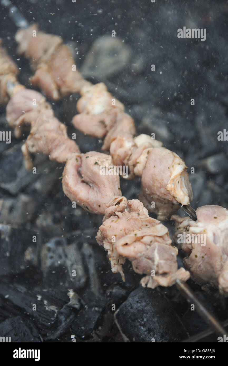 chicken skewers roasted over the coals Stock Photo - Alamy
