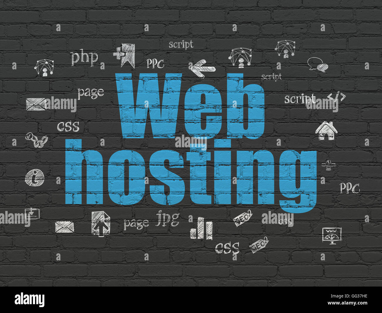 Web design concept: Web Hosting on wall background Stock Photo - Alamy