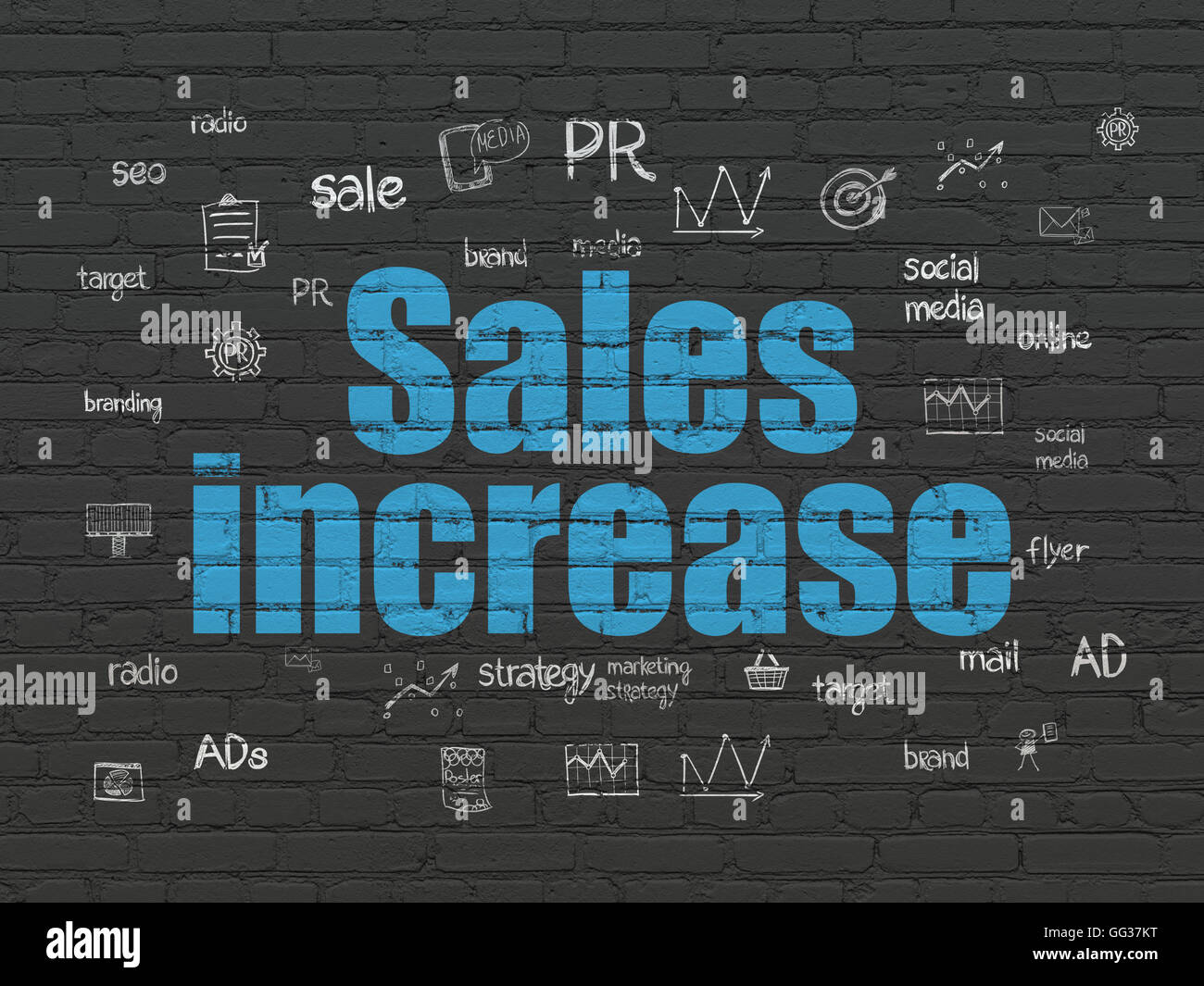 Advertising concept: Sales Increase on wall background Stock Photo - Alamy