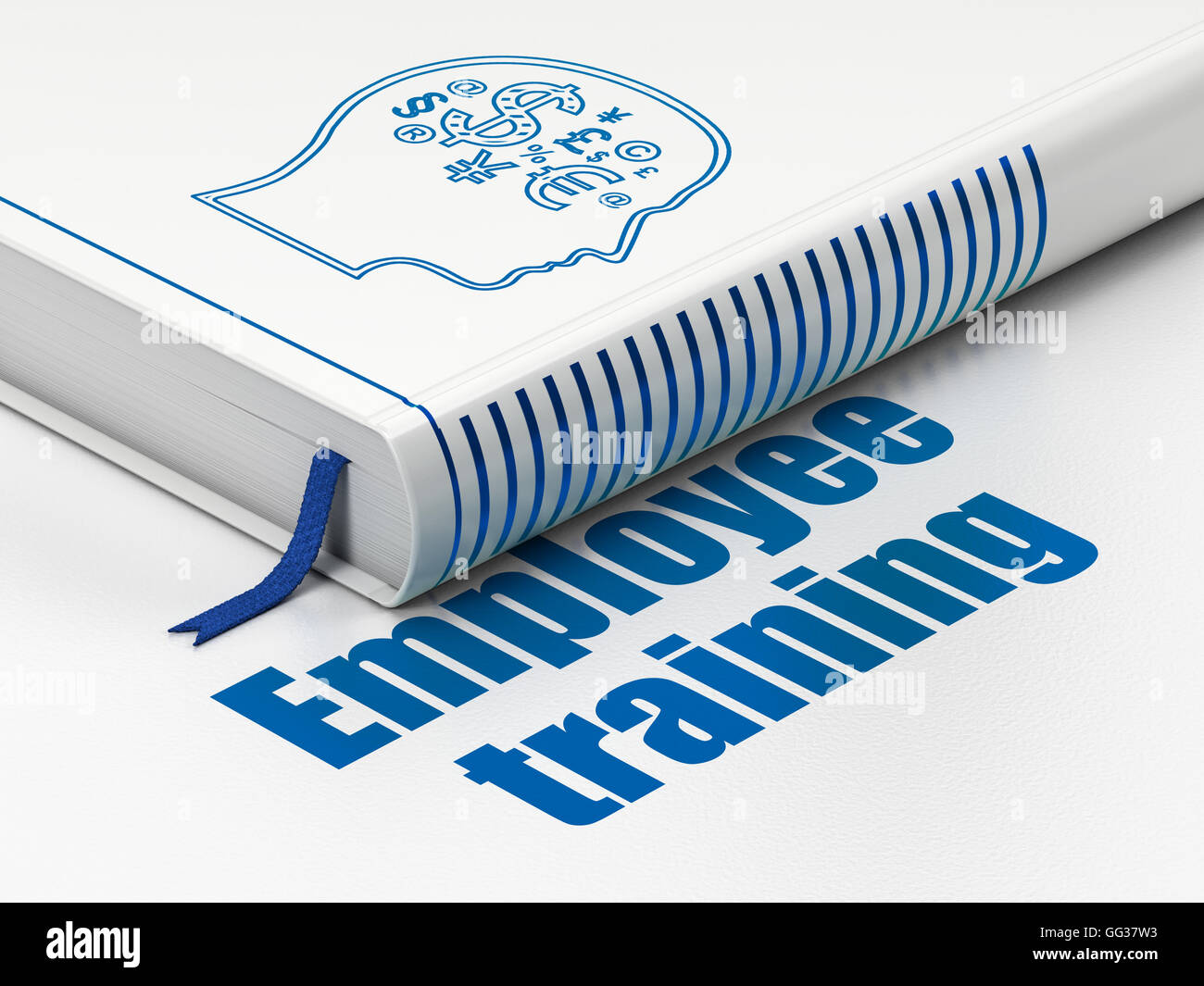 Learning concept: book Head With Finance Symbol, Employee Training on ...
