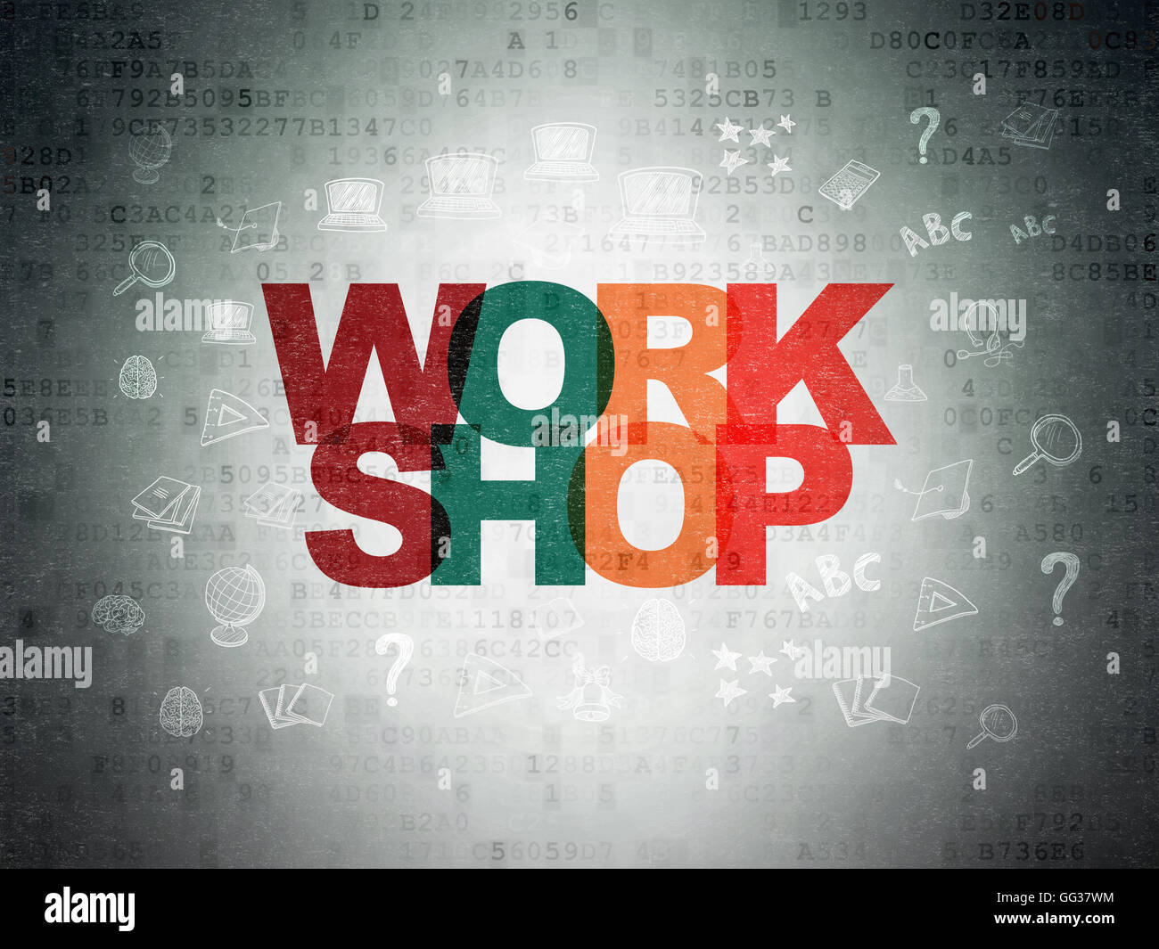 Studying concept: Workshop on Digital Data Paper background Stock Photo ...
