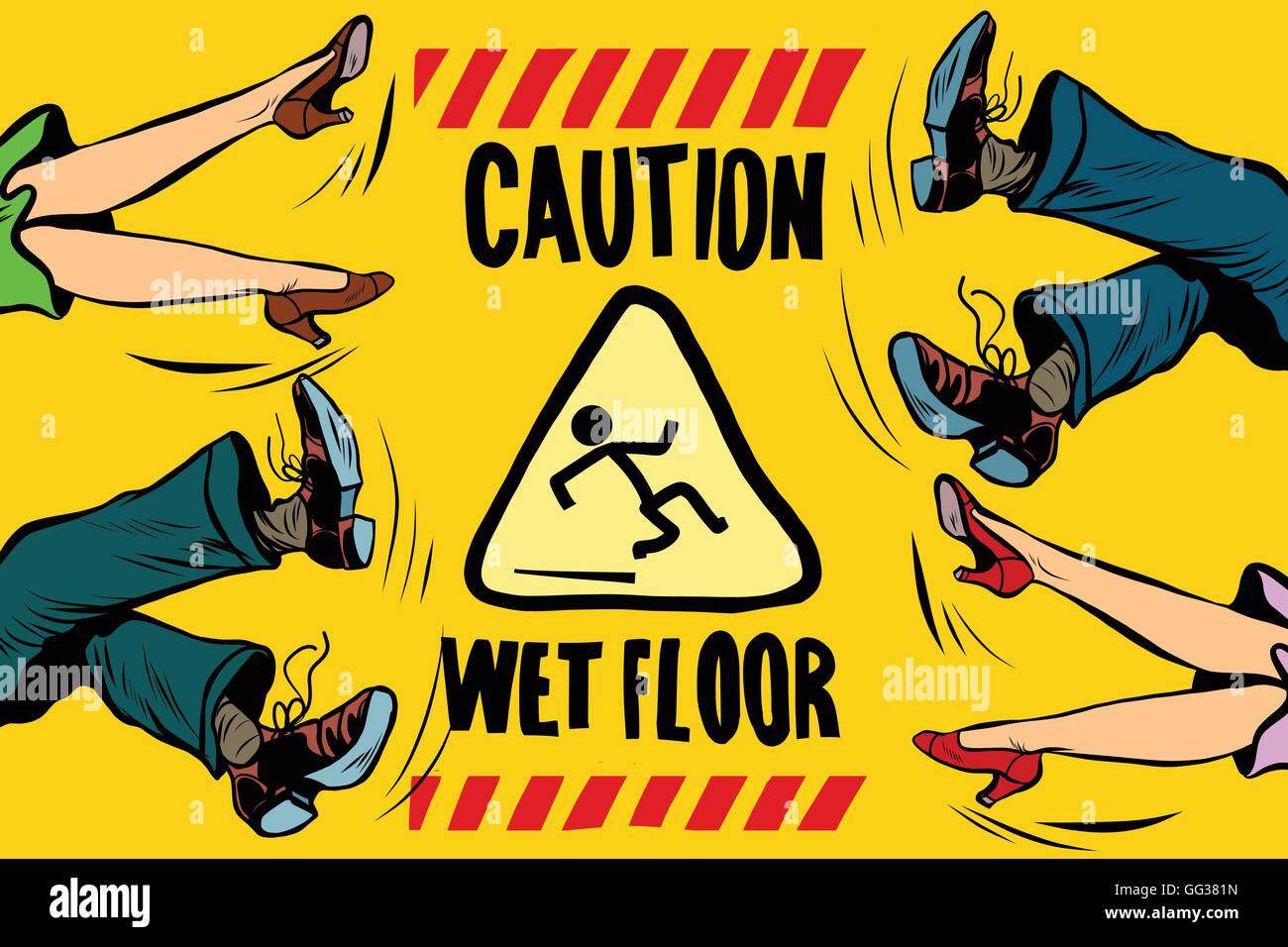 Wet floor accident woman Stock Vector Images - Alamy