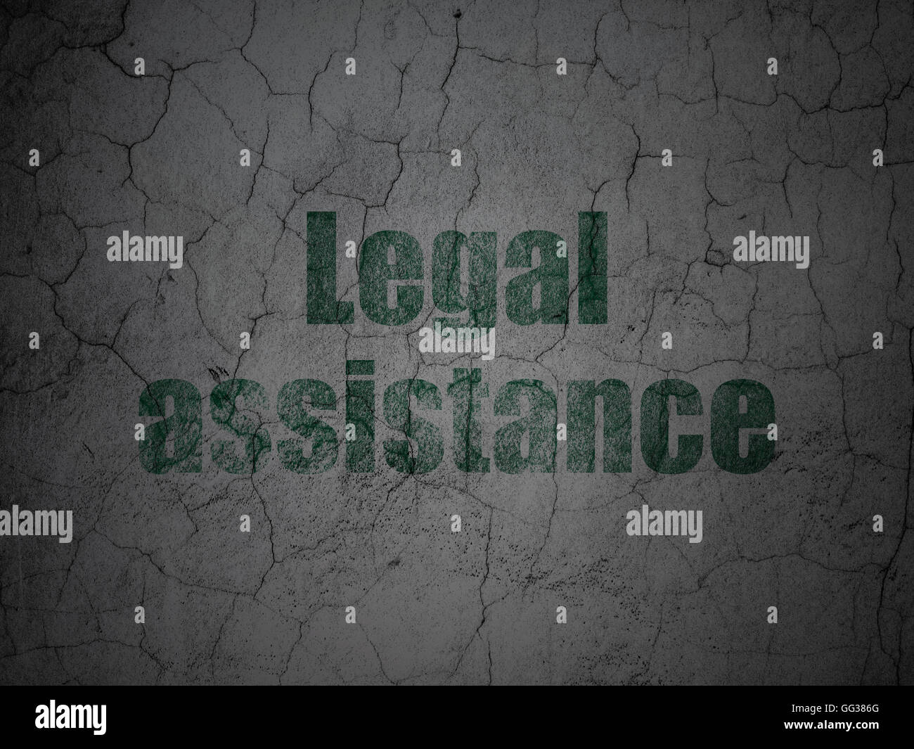Law concept: Green Legal Assistance on grunge textured concrete wall ...
