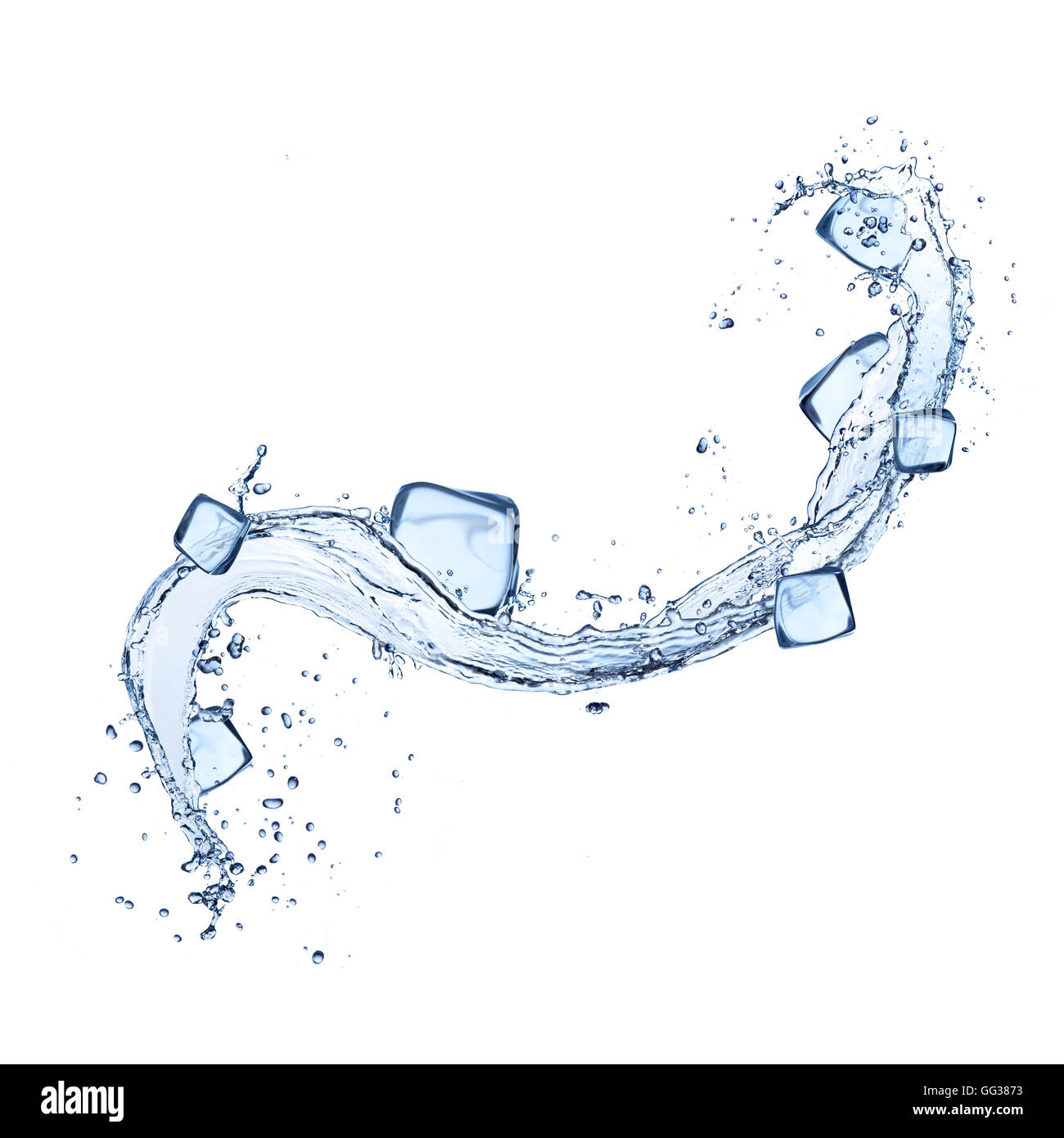 ice cubes with water splashes isolated on white background Stock Photo ...