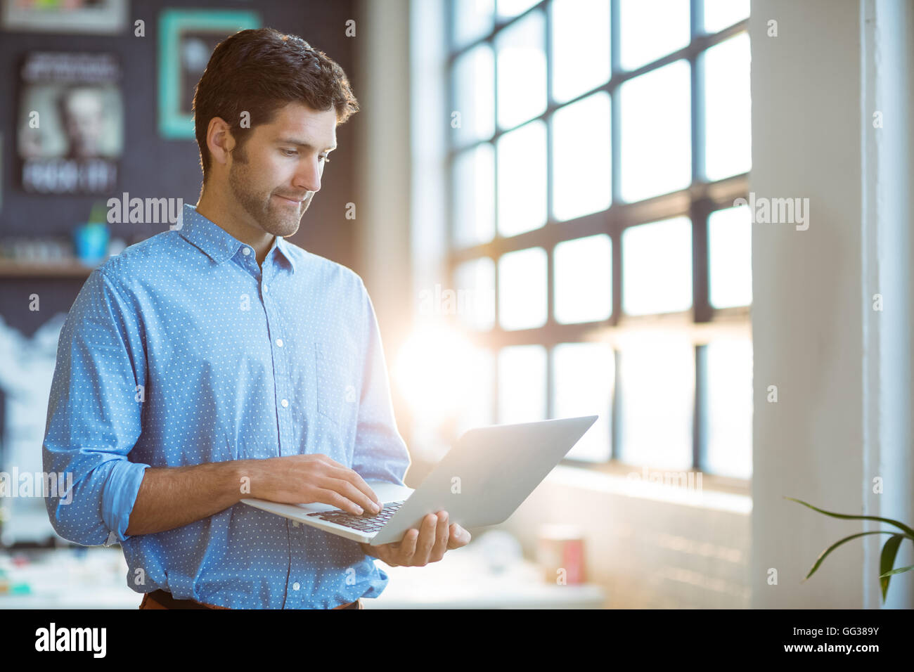Male business executive using laptop Stock Photo - Alamy