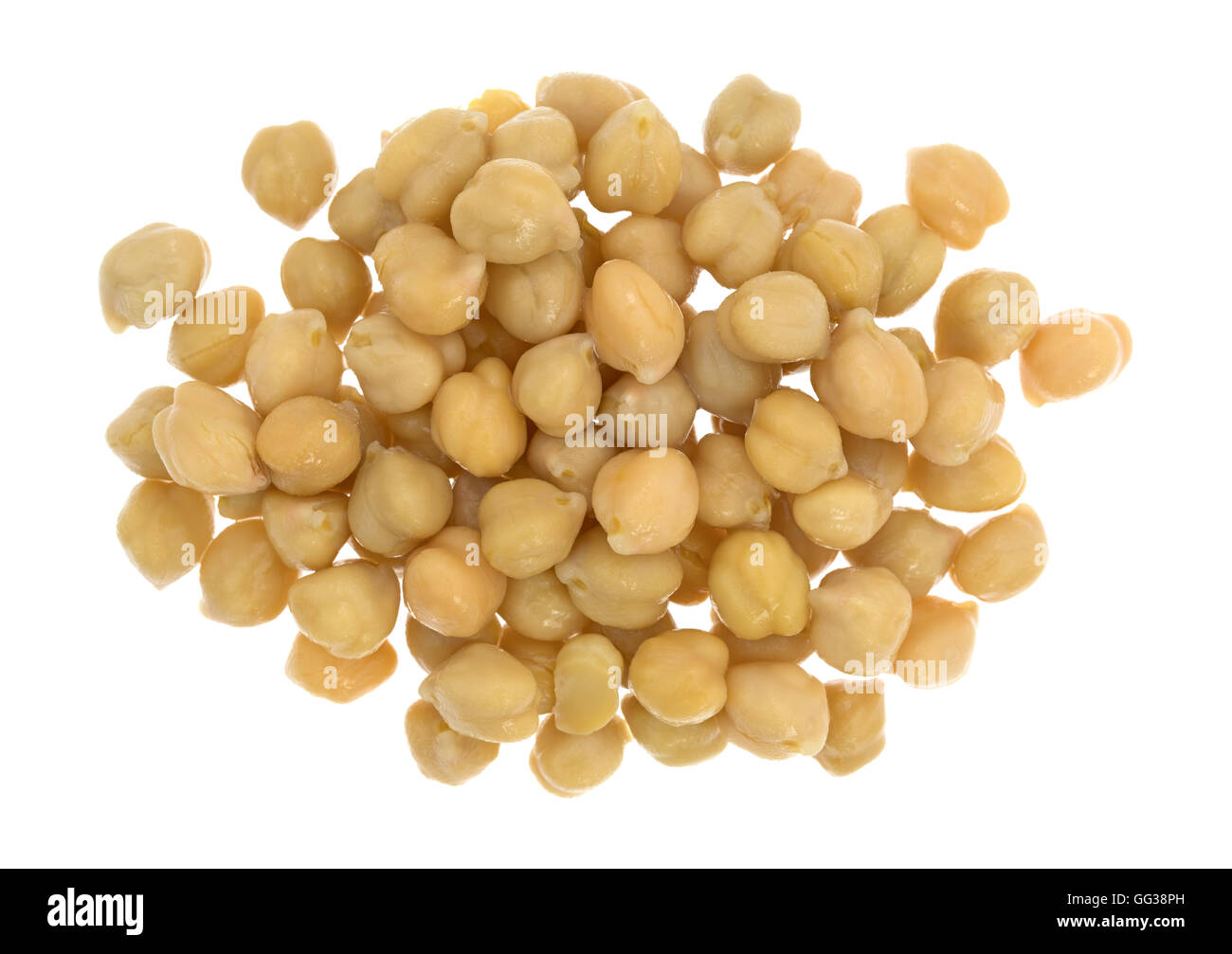 Top view of a serving of organic garbanzo beans isolated on a white ...