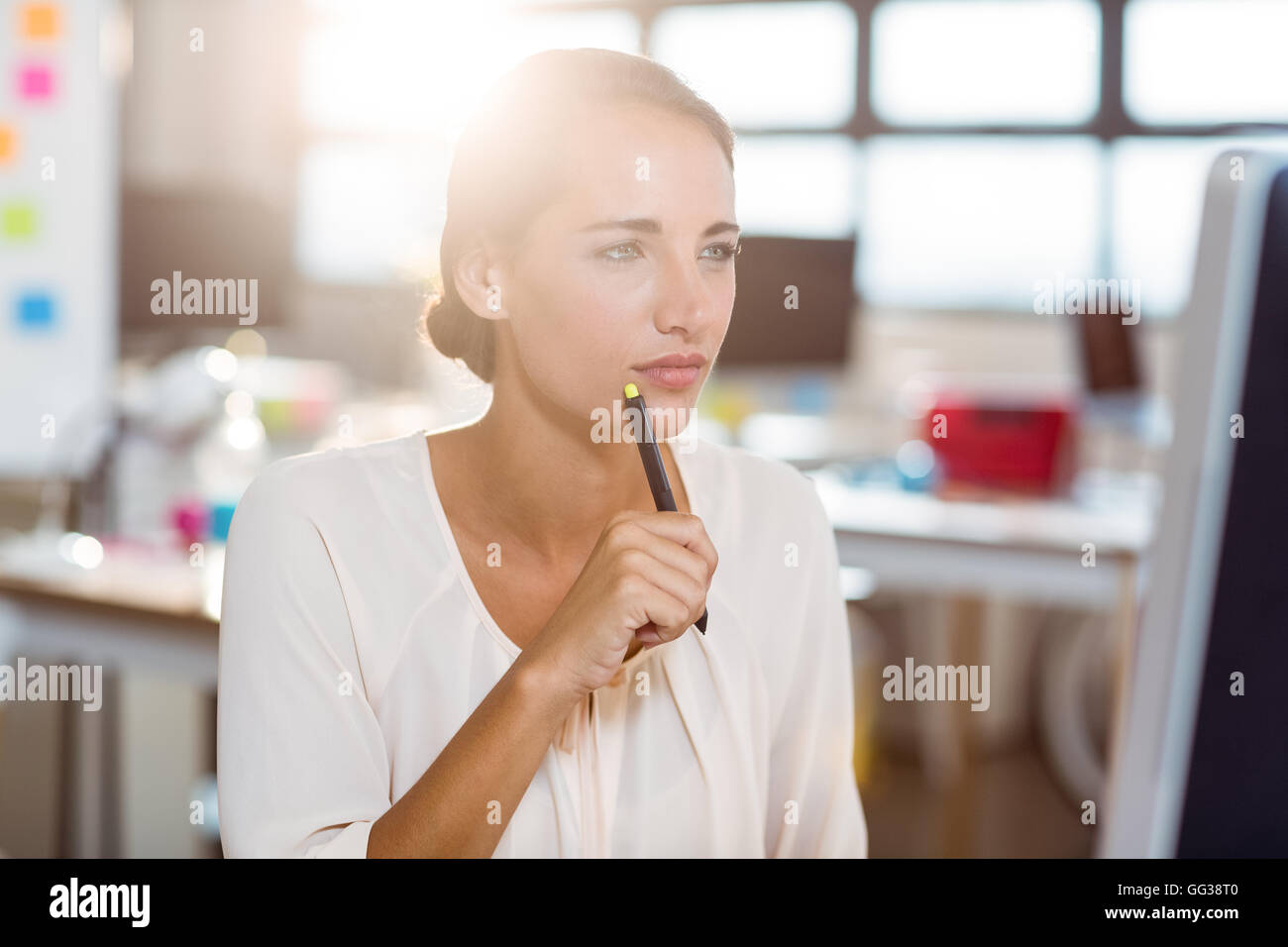 Businesswoman using graphic tablet Stock Photo - Alamy