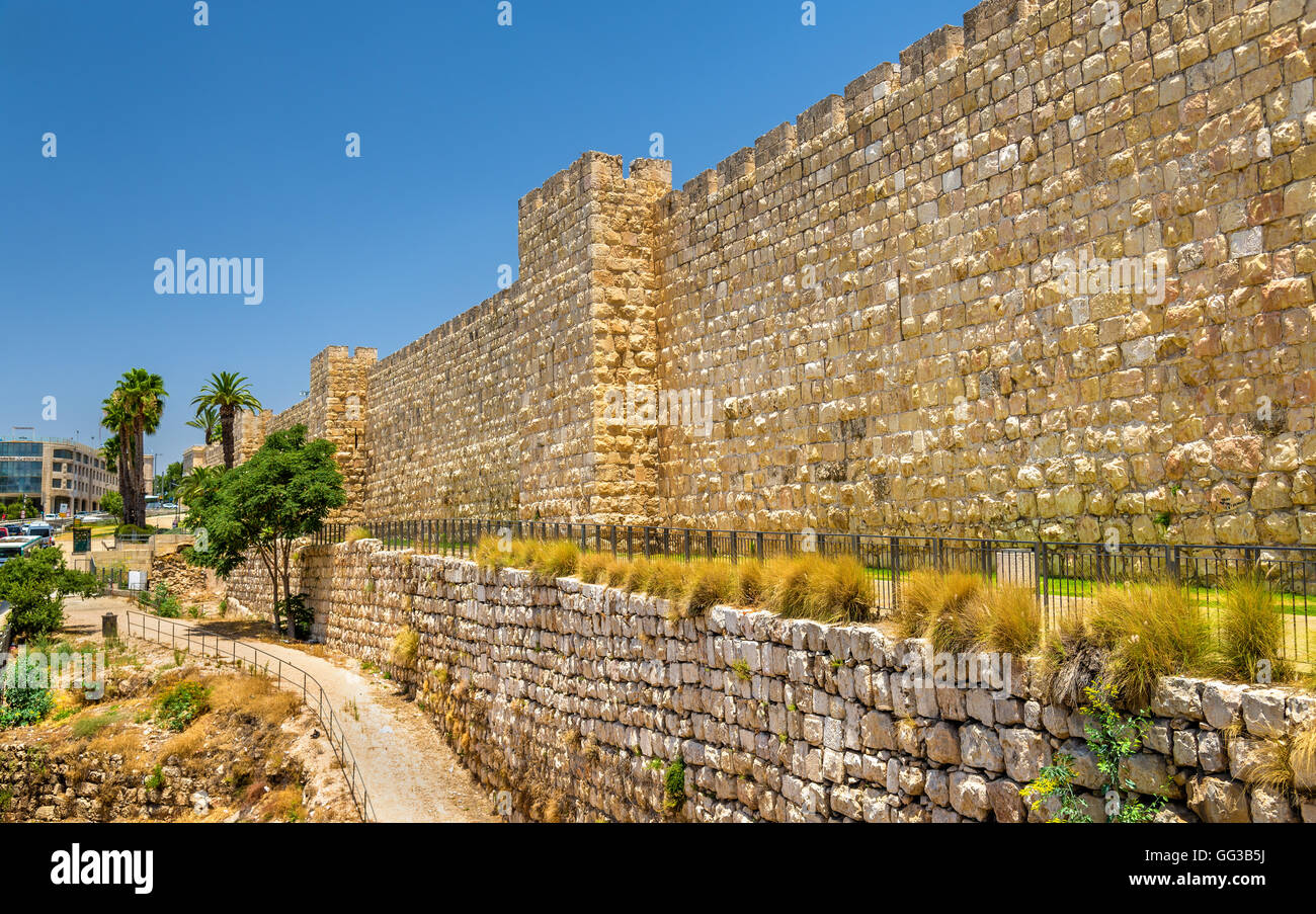 View of the City walls in Jerusalem Stock Photo - Alamy