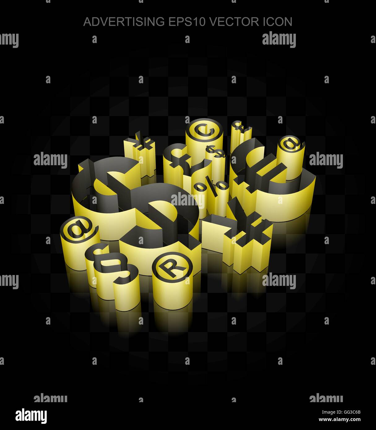 Marketing icon: Yellow 3d Finance Symbol made of paper, transparent ...