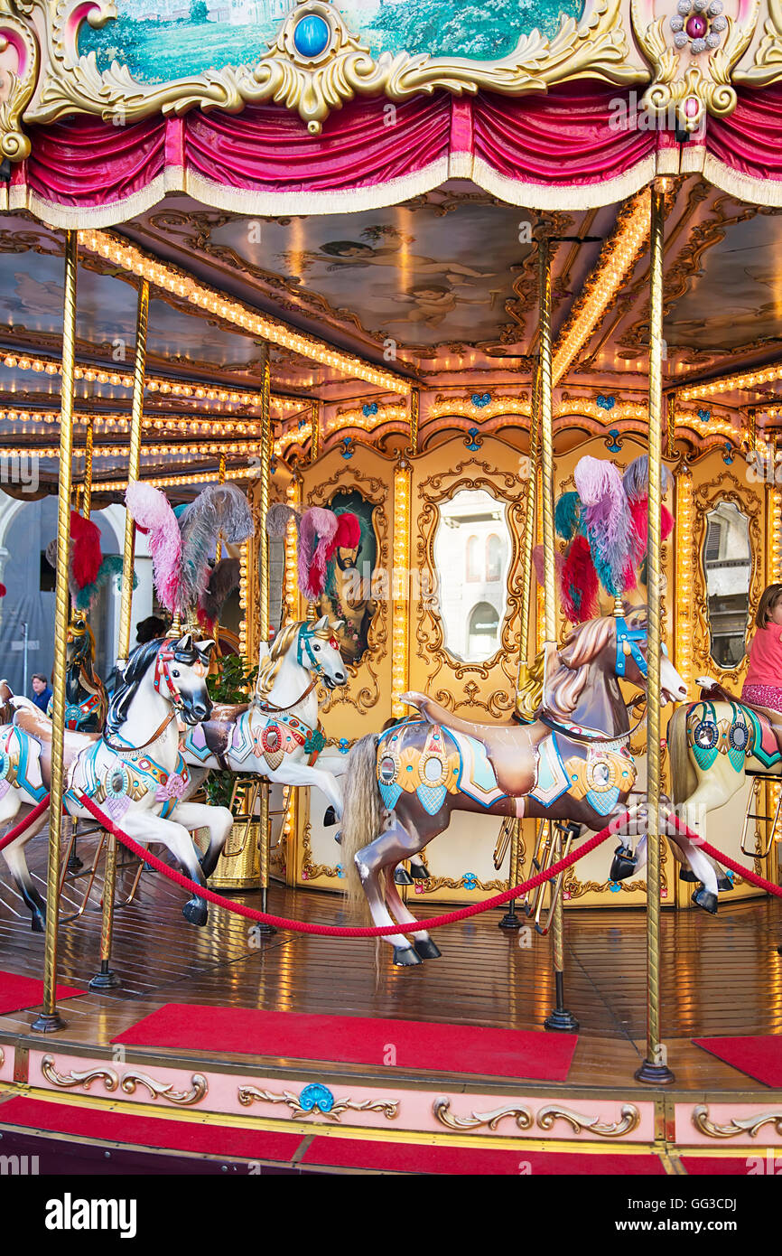 Closeu p view at the vintage carousel Stock Photo - Alamy