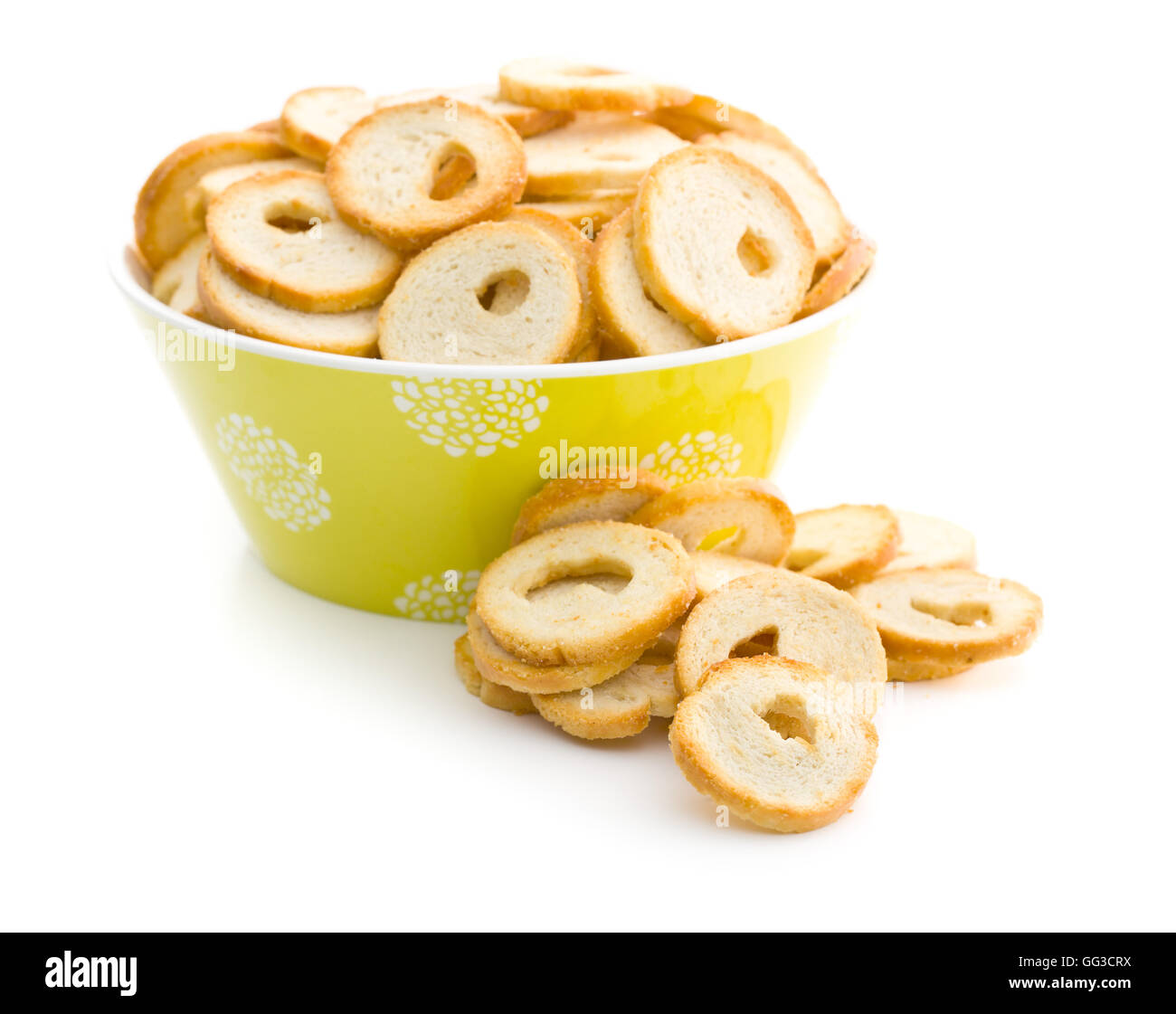The mini bread chips isolated on white background Stock Photo - Alamy