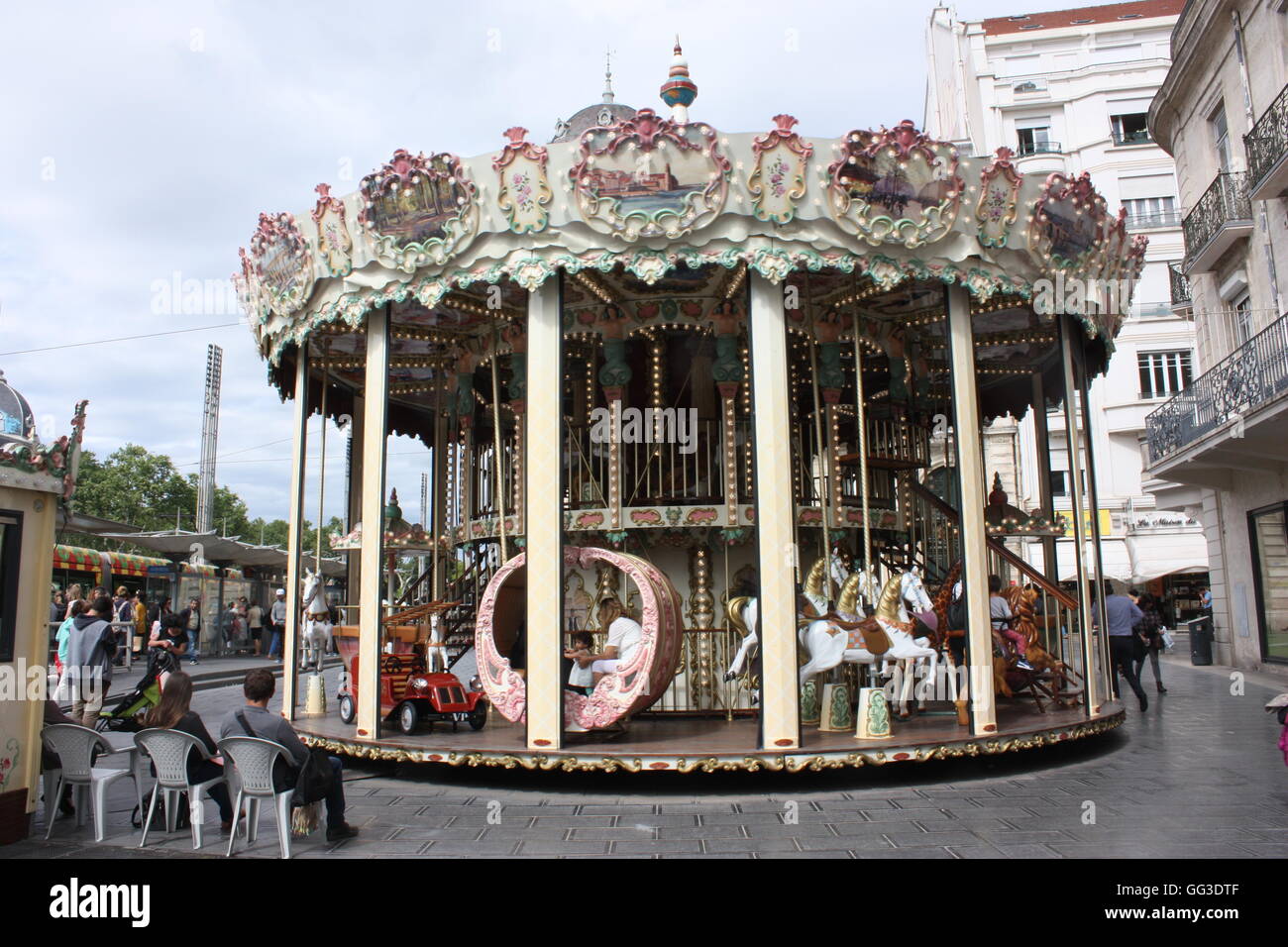 Carousel at the Place de la Comedie in Montpellier, in the Herault ...