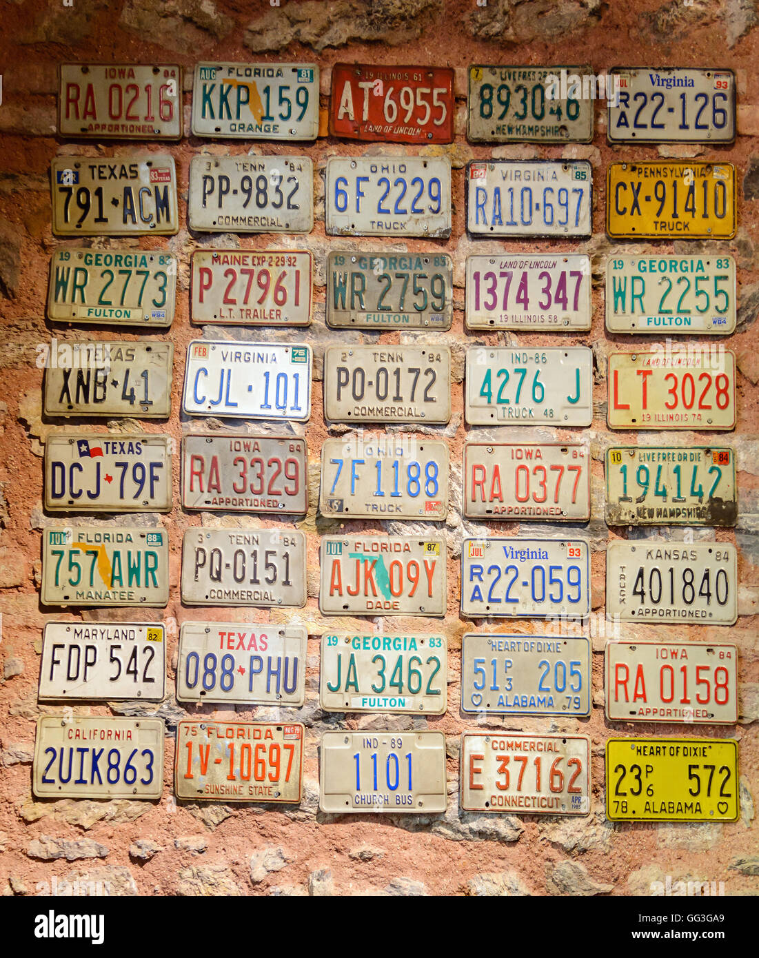 License numbers of old cars in a museum Stock Photo - Alamy