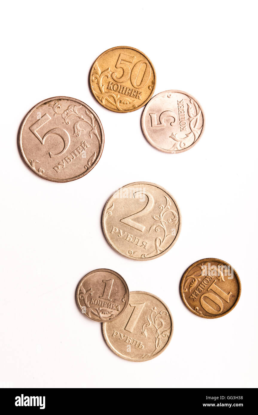 Russian coins Rubles and Kopeks Stock Photo - Alamy
