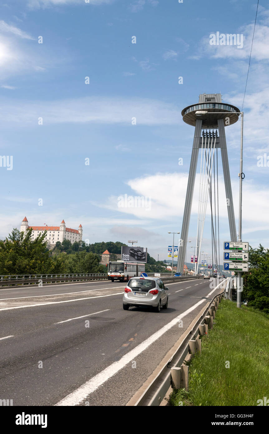 The Observation tower on Most SNP ( known as New Bridge) of the Slovak ...