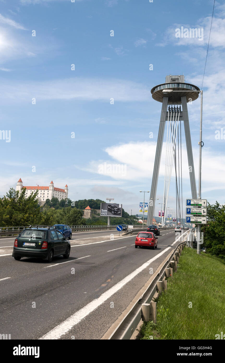 The Observation tower on Most SNP ( known as New Bridge) of the Slovak ...