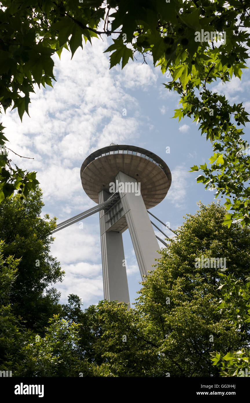 The Observation tower on Most SNP ( known as New Bridge) of the Slovak ...