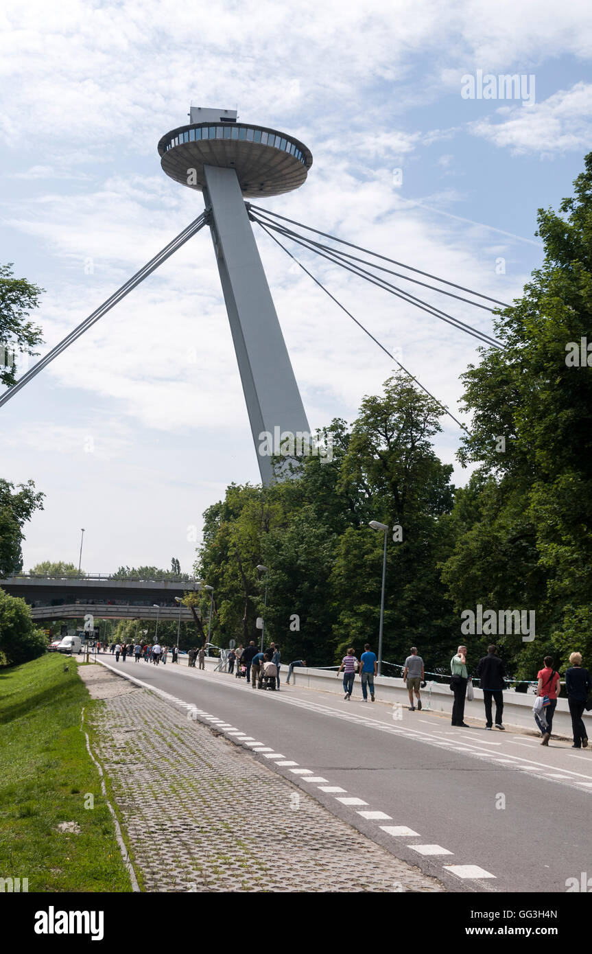 The Observation tower on Most SNP ( known as New Bridge) of the Slovak ...