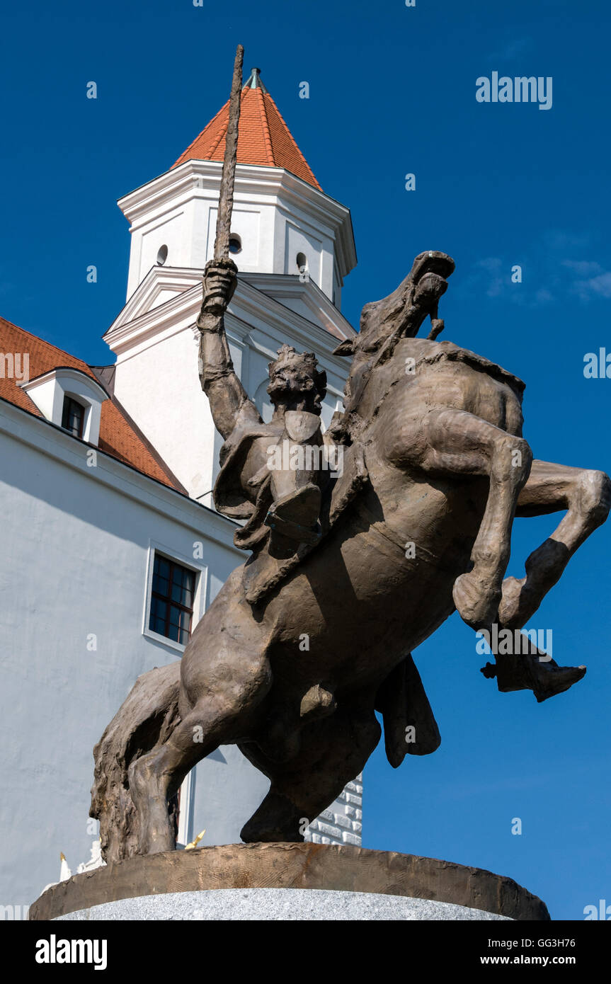 An equestrian statue of Svatopluk at Bratislava Castle in Bratislava ...