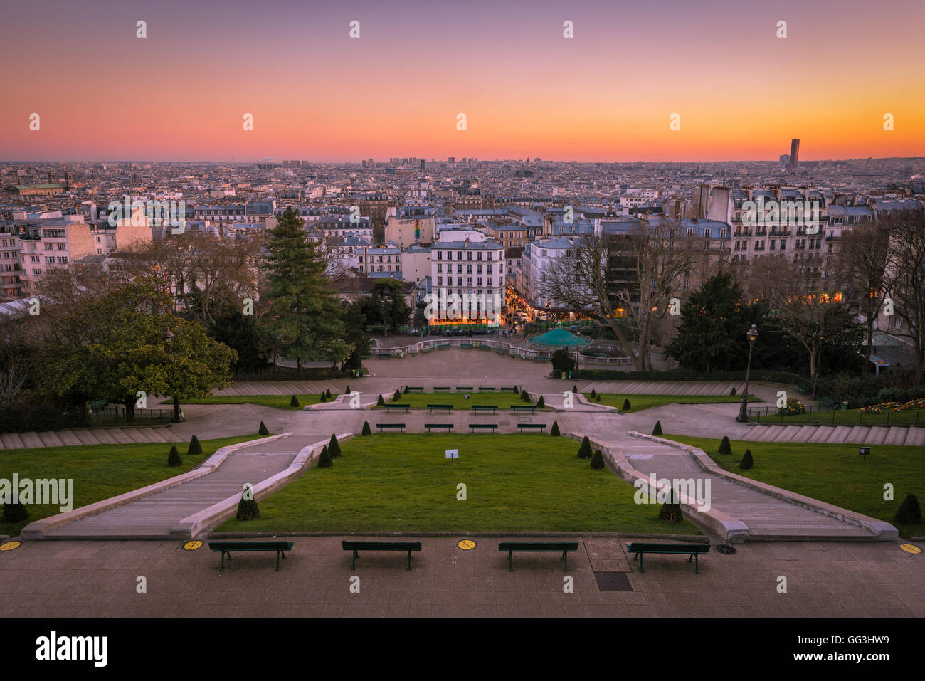 Sunset view from Montmartre in Paris, France Stock Photo - Alamy