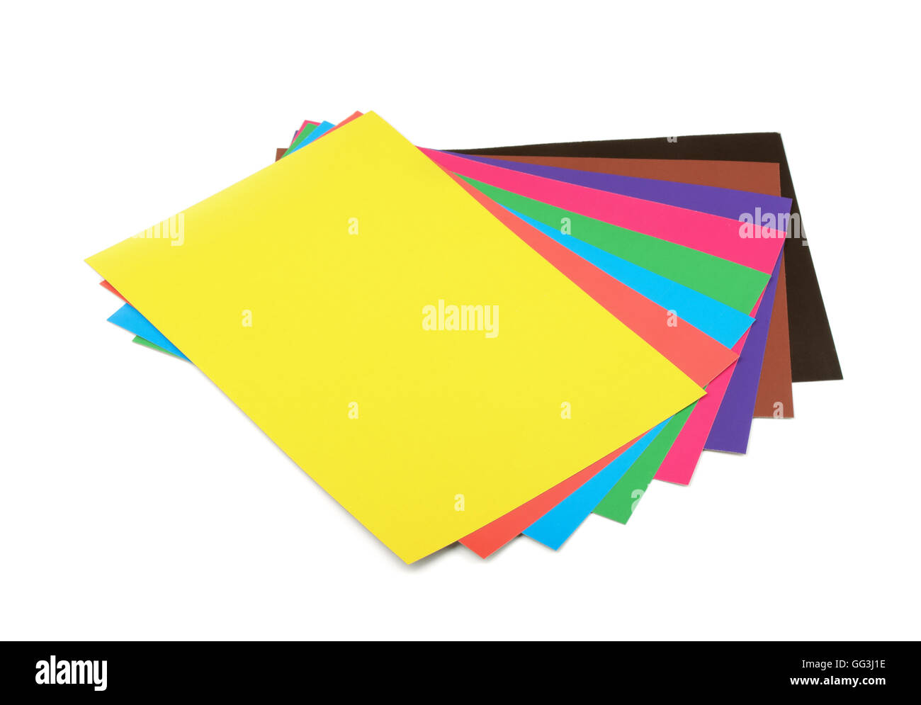 Colourful paper sheets isolated on white Stock Photo - Alamy
