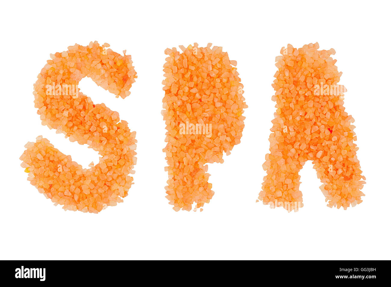 Text of letters, made of sea salt isolated on white background Stock ...