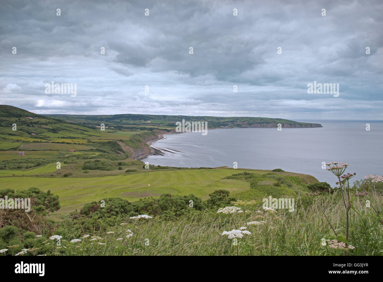 Robin Hood's Bay and Golf Course from Raven Hall Country House Hotel ...