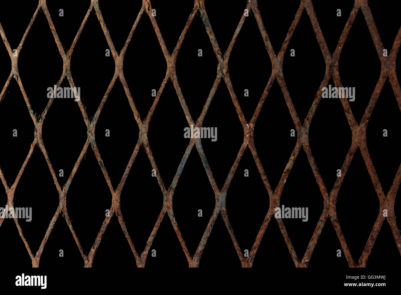 Texture or background of rusty expanded metal on black background Stock ...