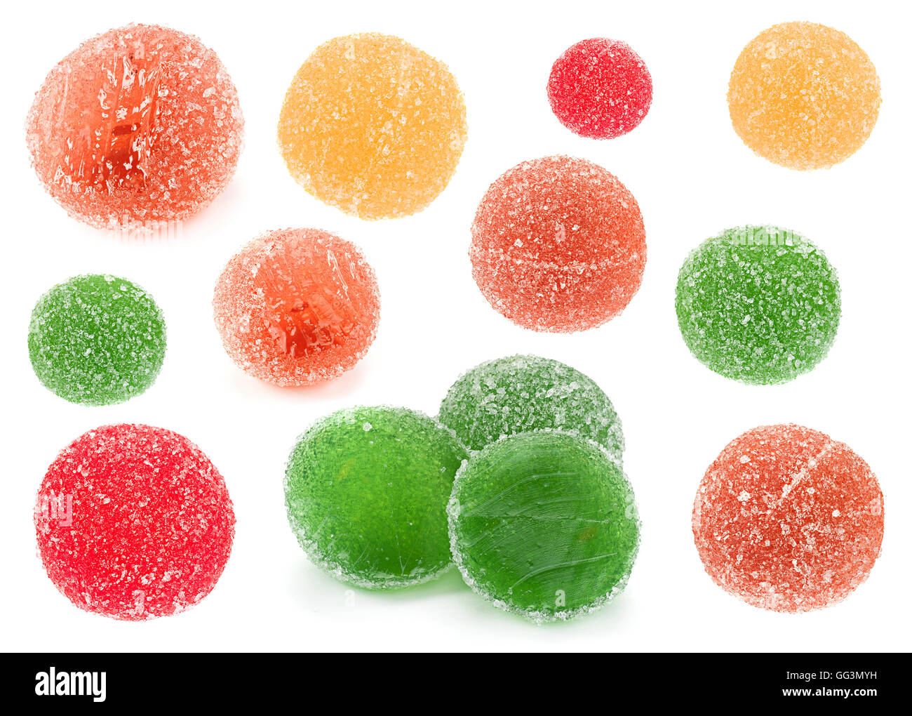 Candied round fruit jelly collection isolated on white background Stock ...