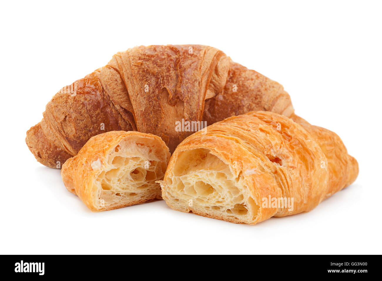 Croissant snack closeup isolated on white background Stock Photo - Alamy