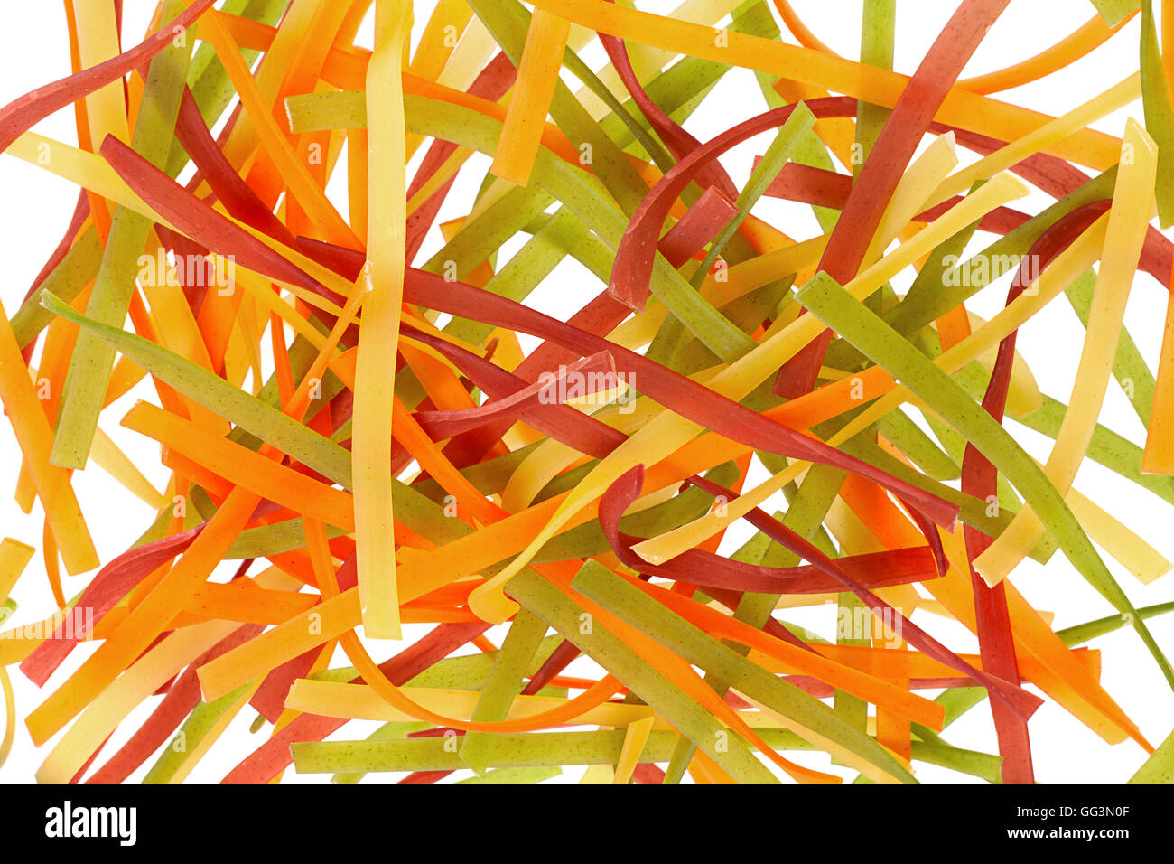 Wheat multicolored noodles isolated on white background Stock Photo - Alamy