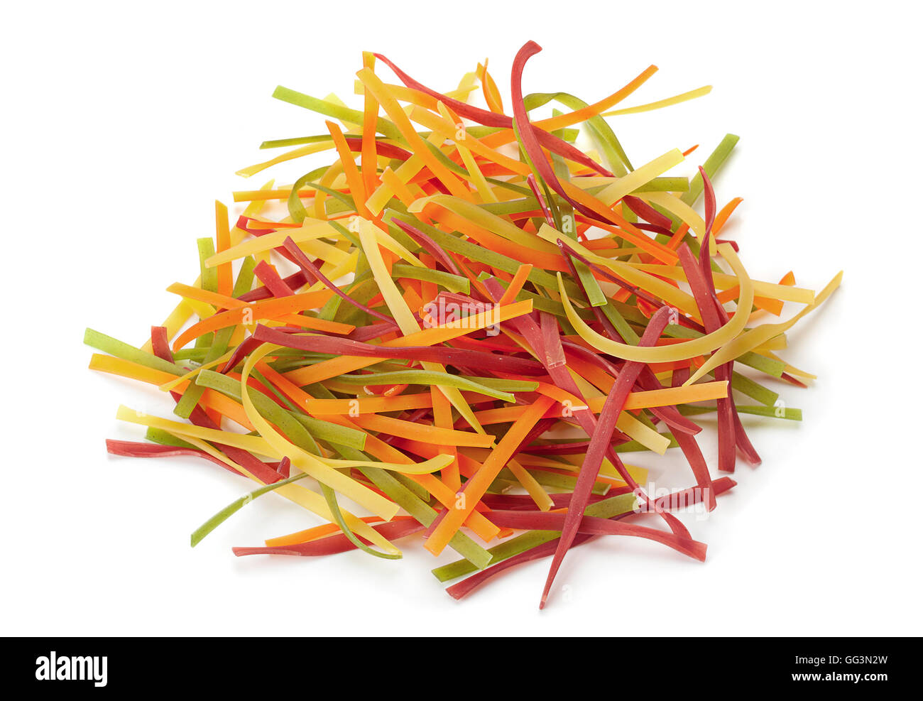 Wheat multicolored noodles isolated on white background Stock Photo - Alamy