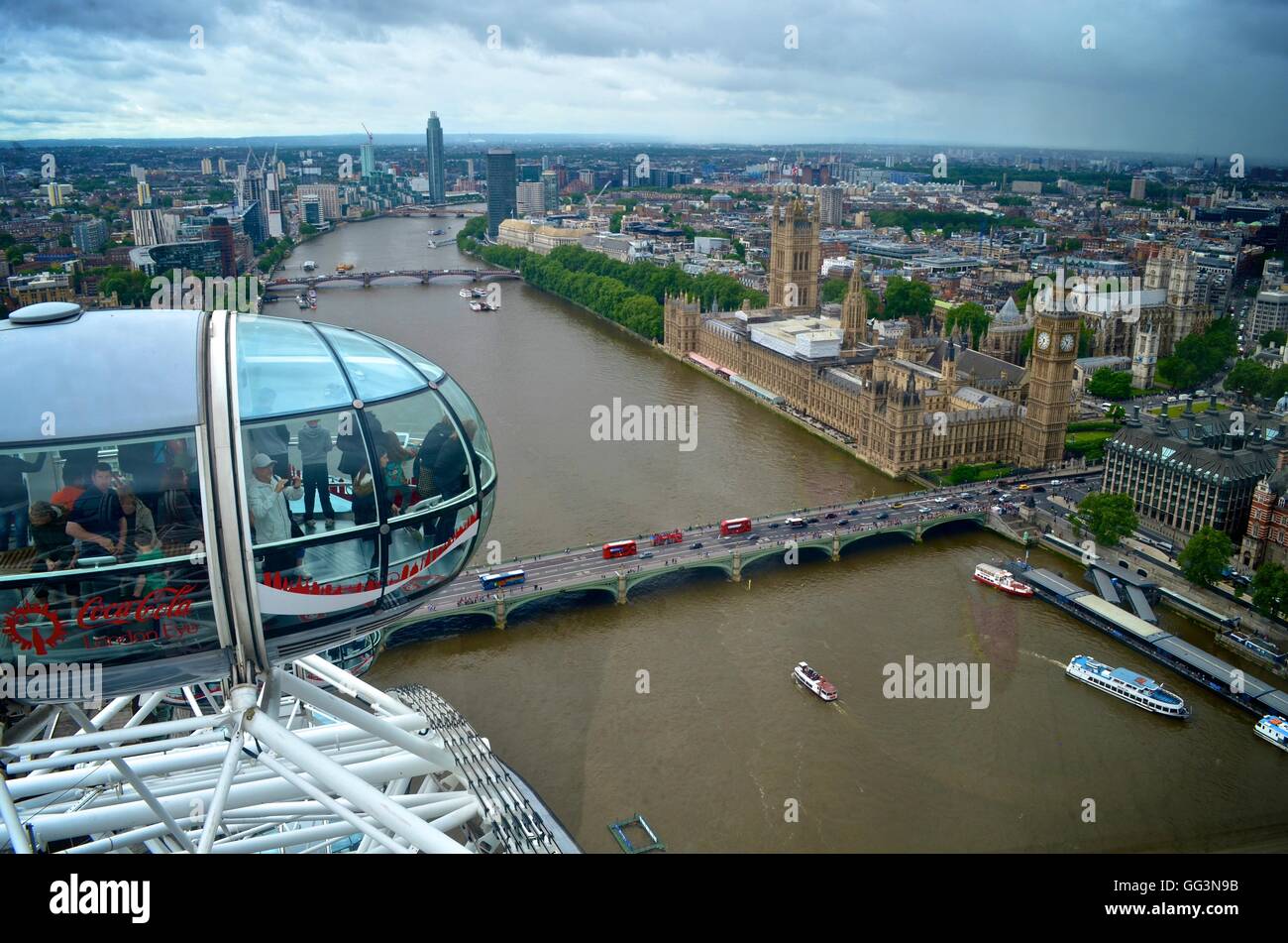 Views of Westminster and the River Thames from the London Eye. London ...