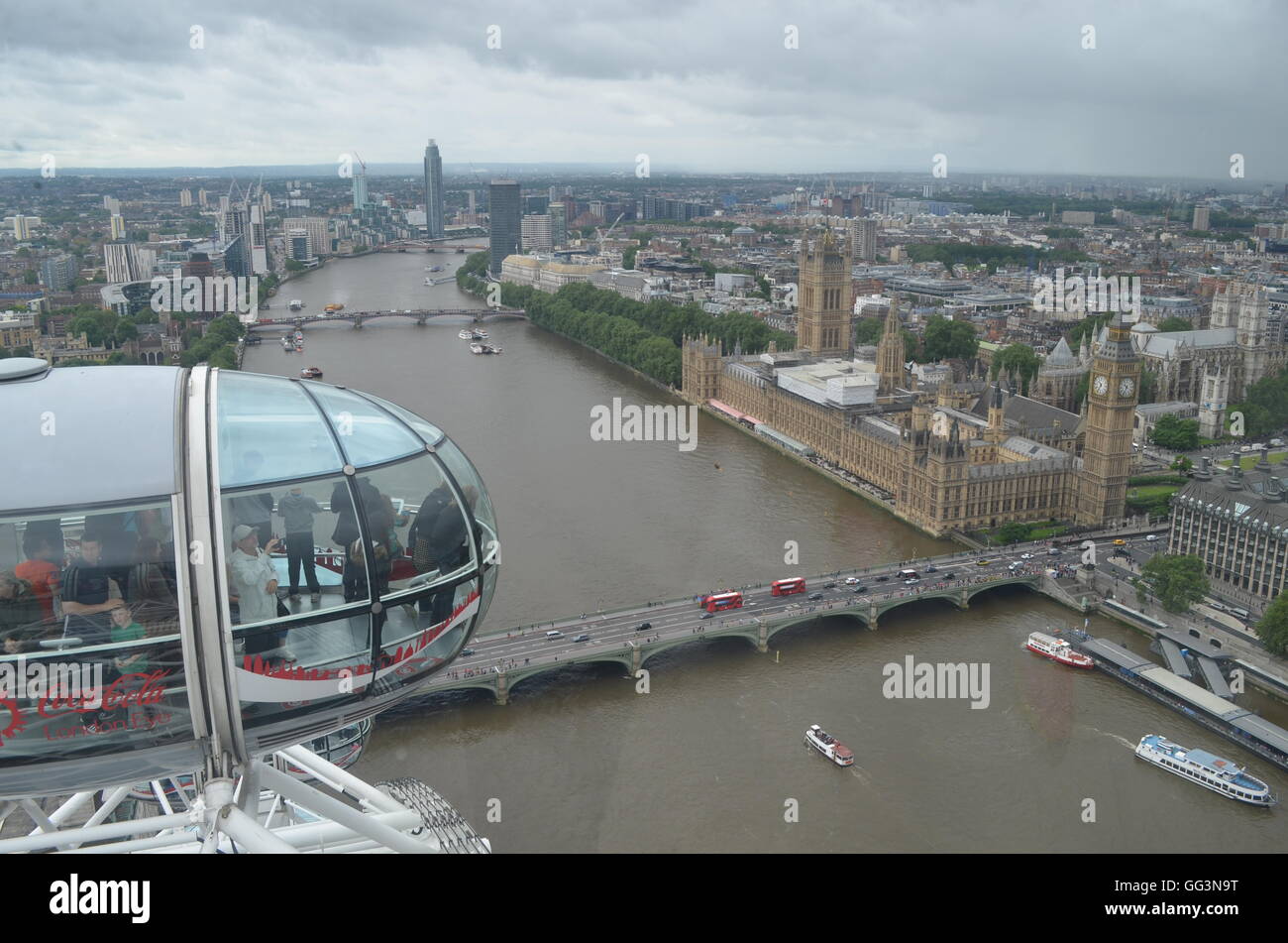 Views of Westminster and the River Thames from the London Eye. London ...