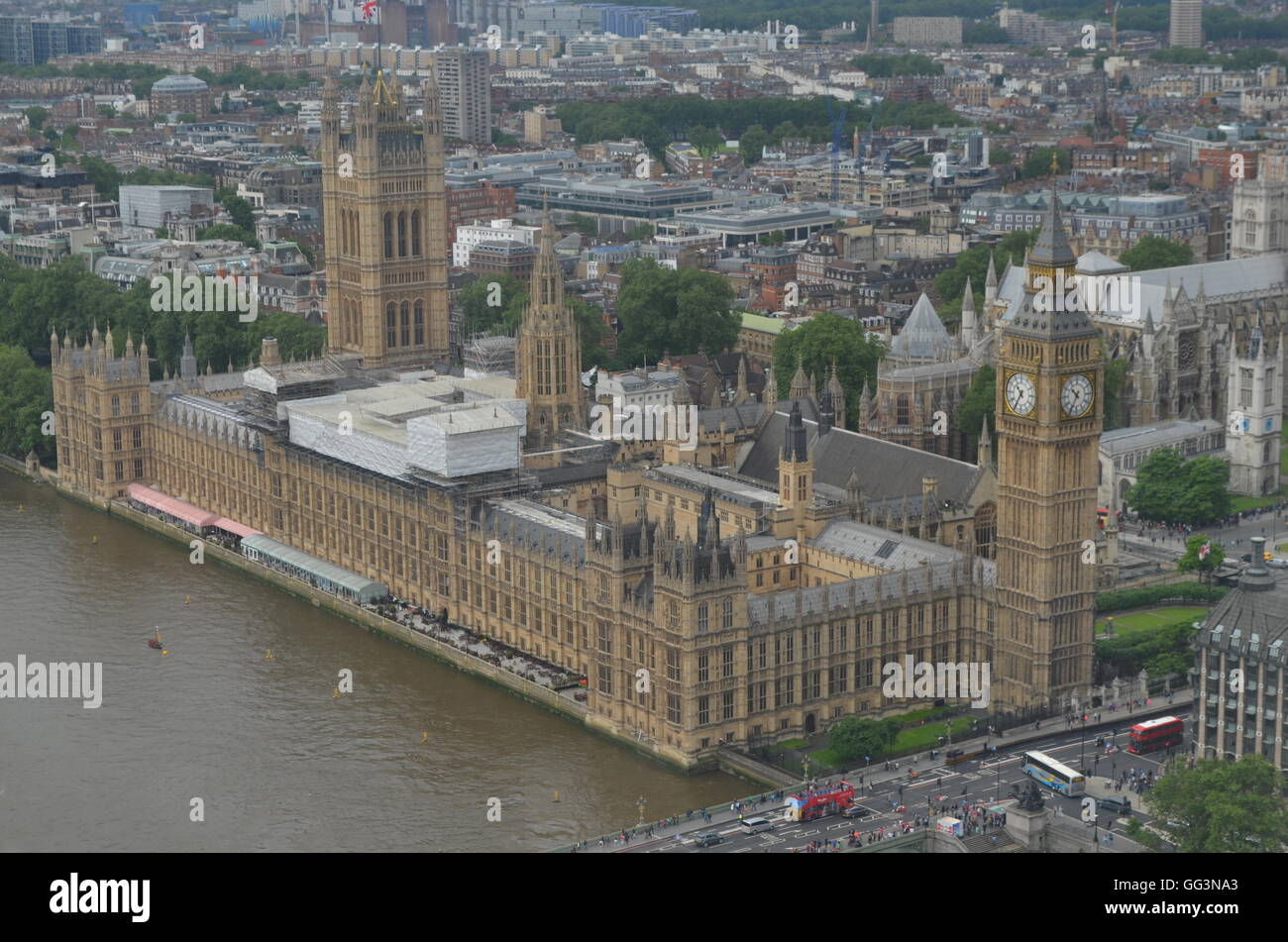 Views of Westminster and the River Thames from the London Eye. London ...