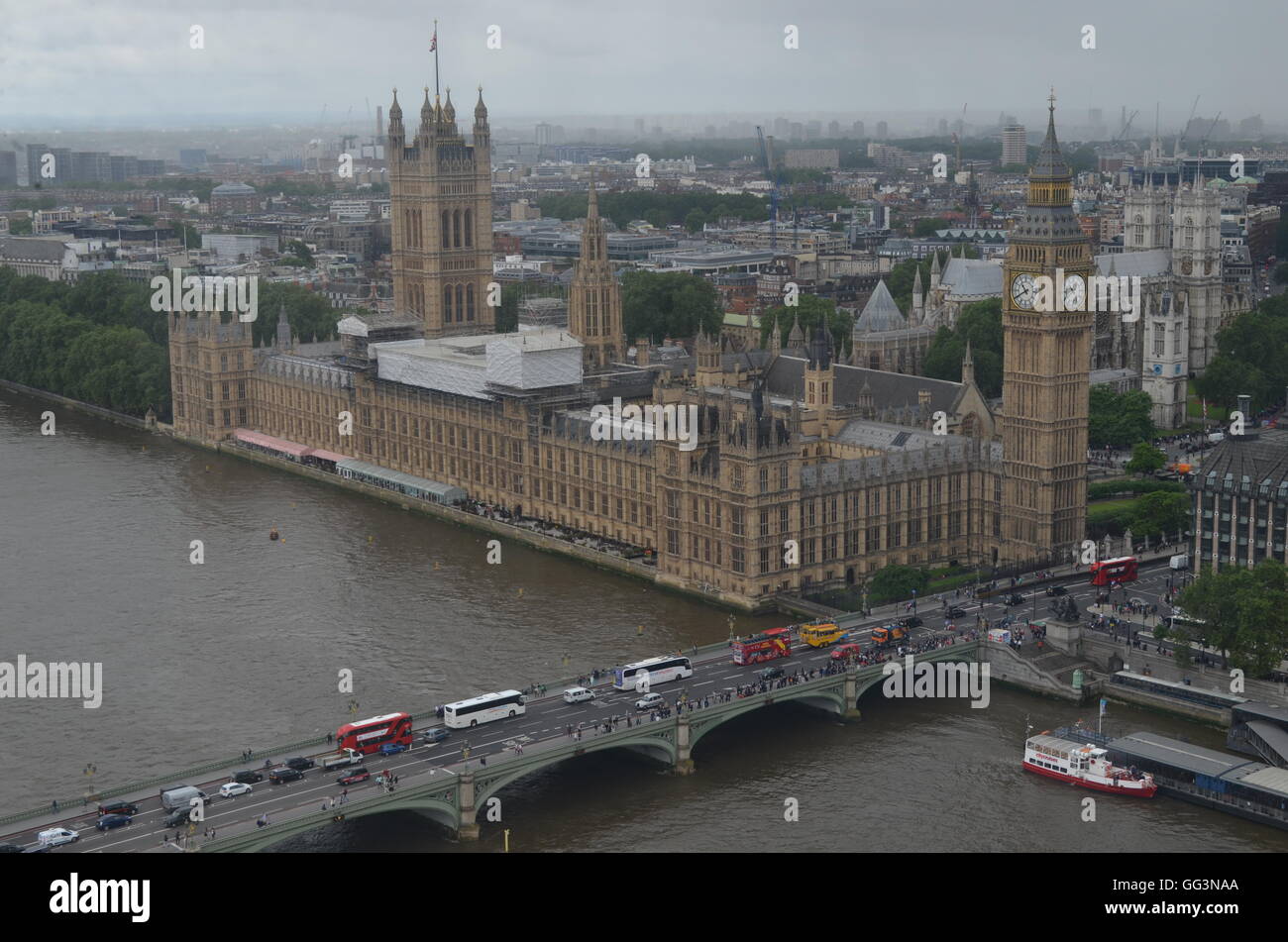 Views of Westminster and the River Thames from the London Eye. London ...