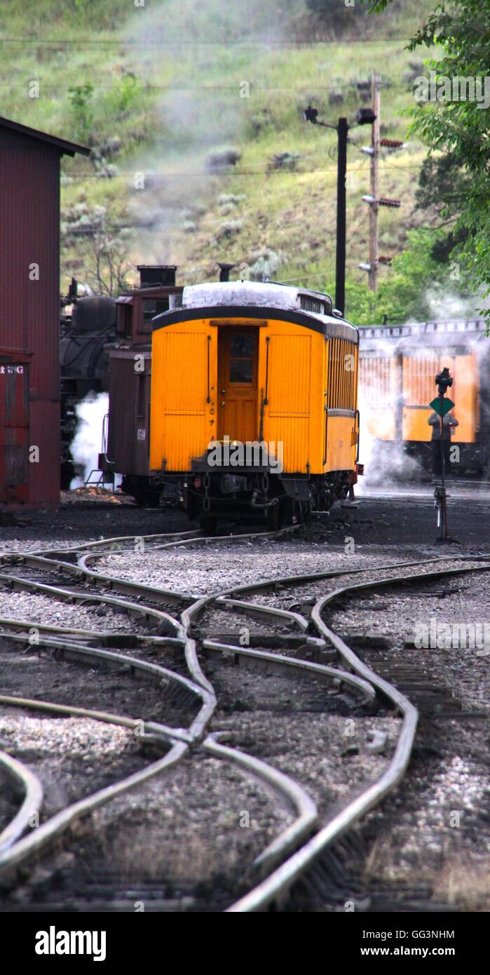 Durango and Silverton Narrow Gauge Railroad train yard in Durango ...