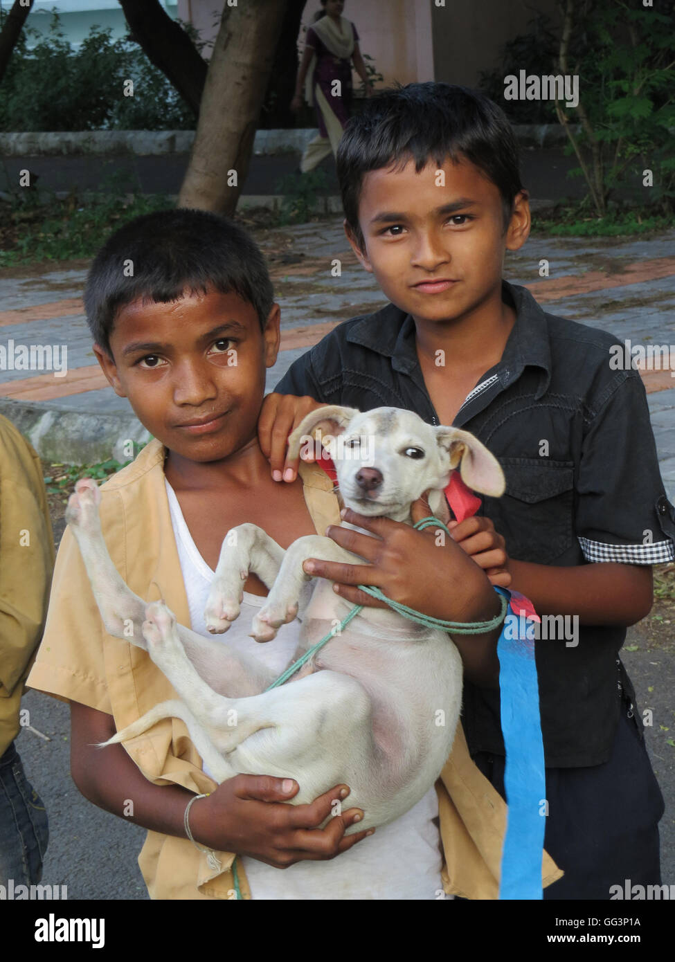 Indian boy and dog hi-res stock photography and images - Alamy