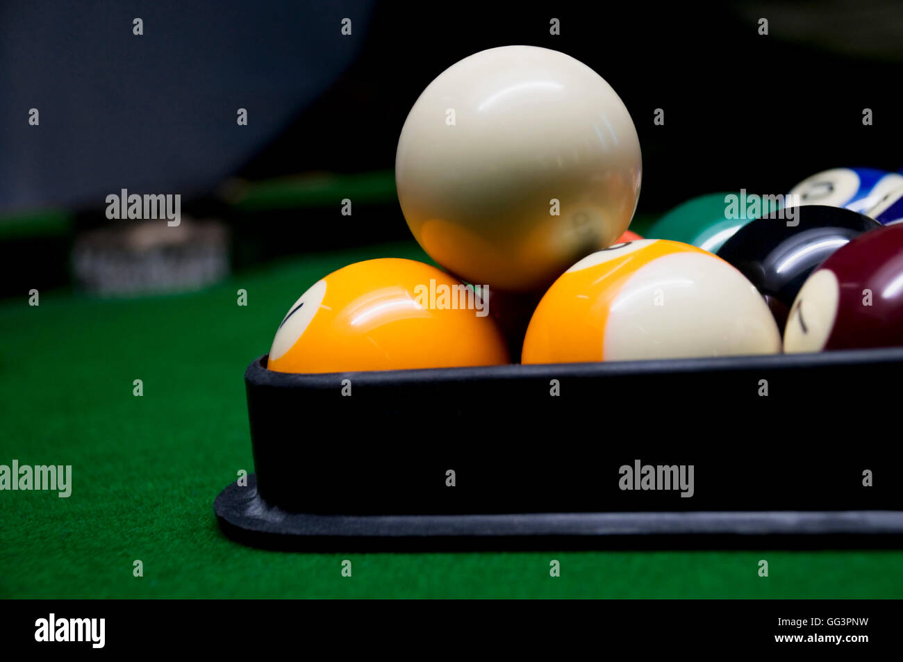 Pool table with racked pool balls hi-res stock photography and images ...