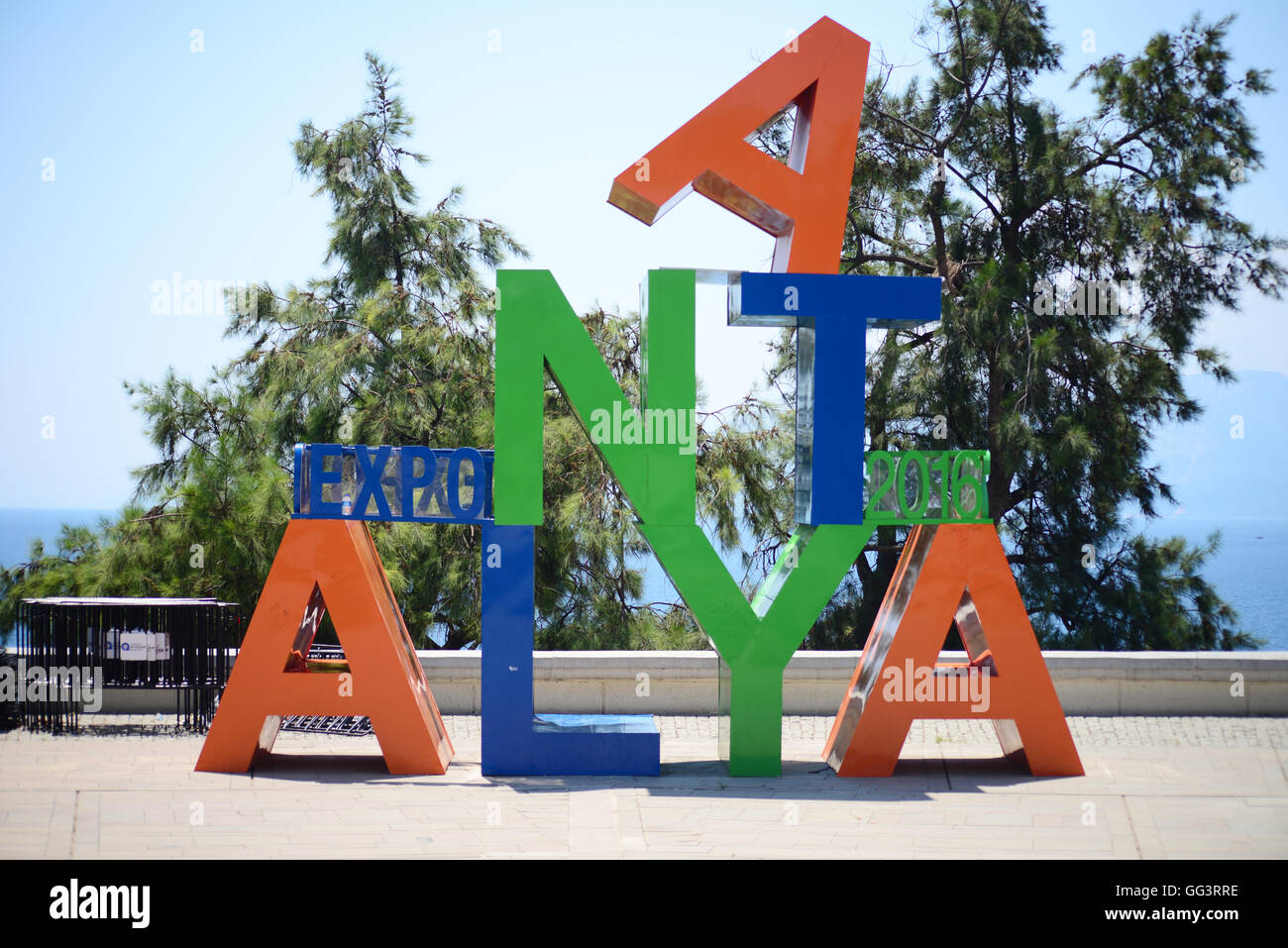 ANTALYA, TURKEY July 08, 2016, installation of exhibition expo Stock ...
