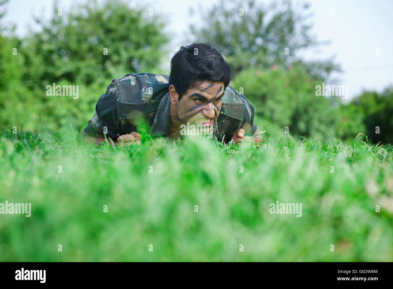 Indian army soldier face hi-res stock photography and images - Alamy